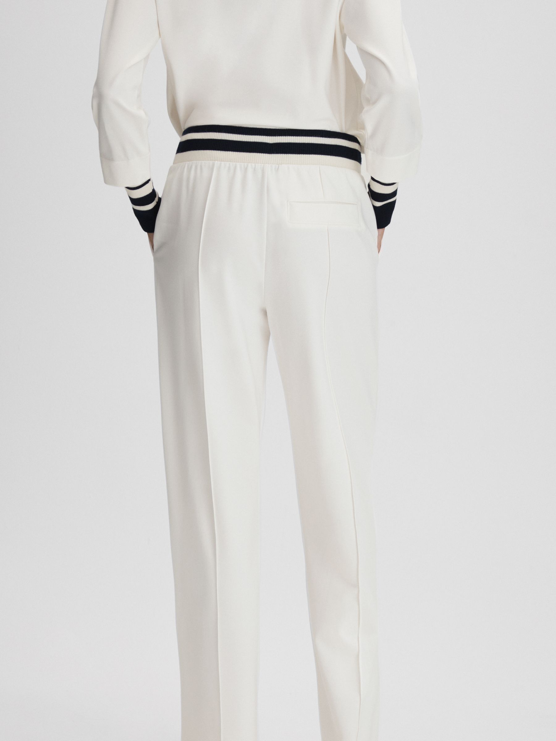 Reiss Striped Drawstring Waistband Joggers in Navy/Ivory - REISS