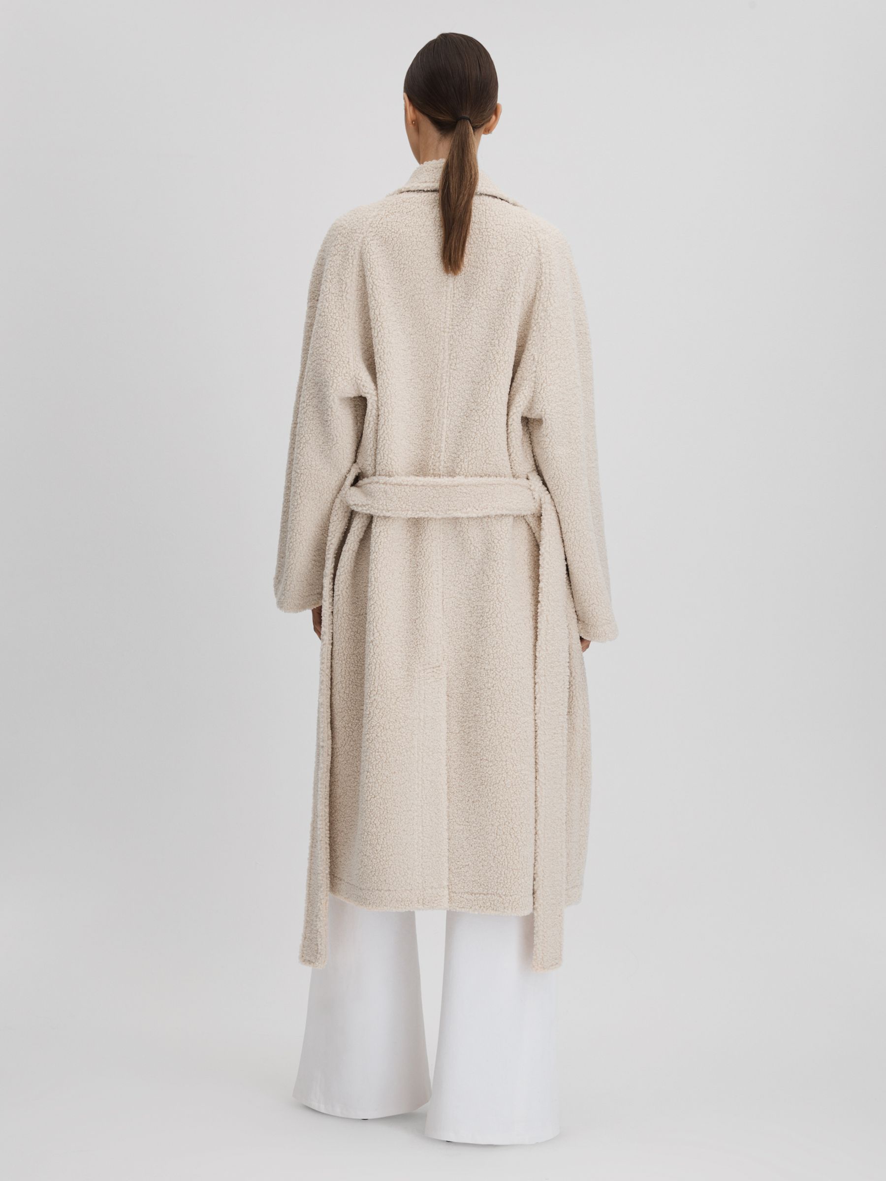 Reiss Good American Oversized Sherpa Trench Coat in Bone - REISS