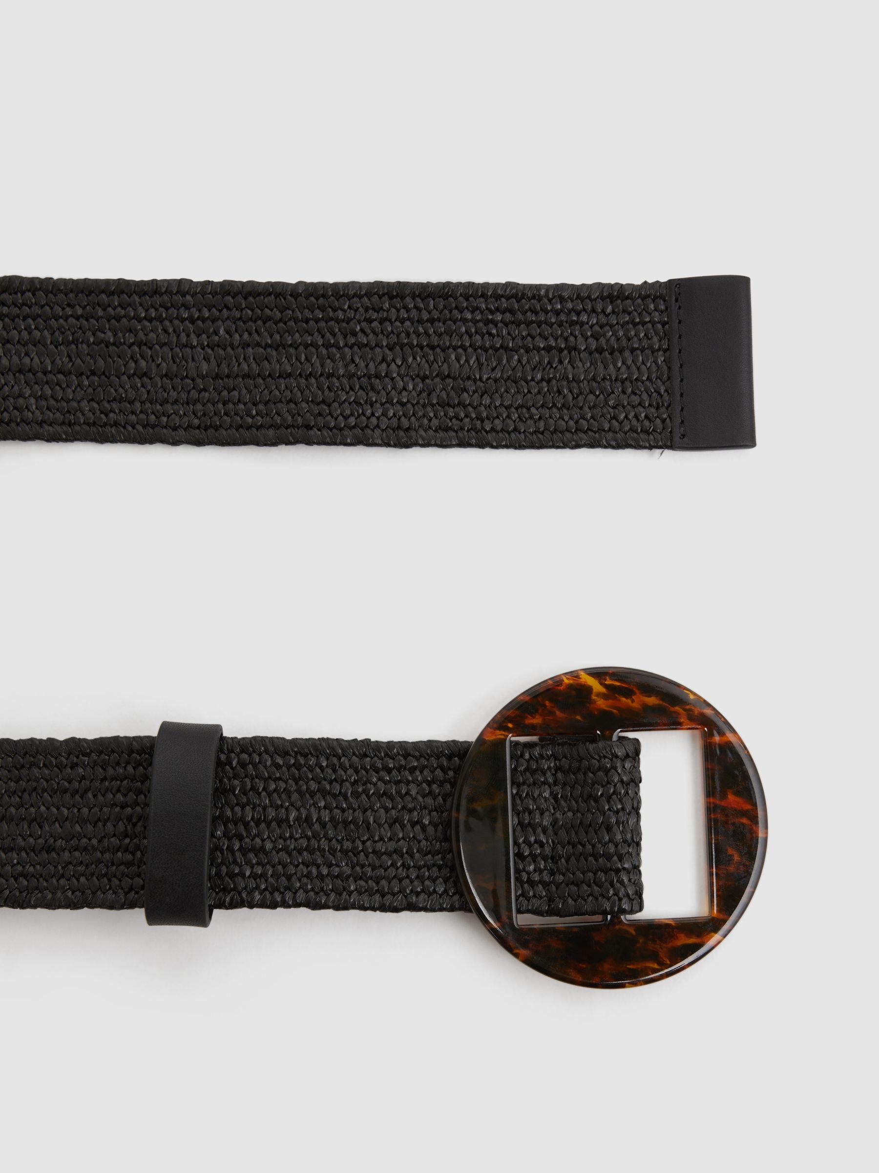 Reiss Elasticated Woven Belt in Black - REISS