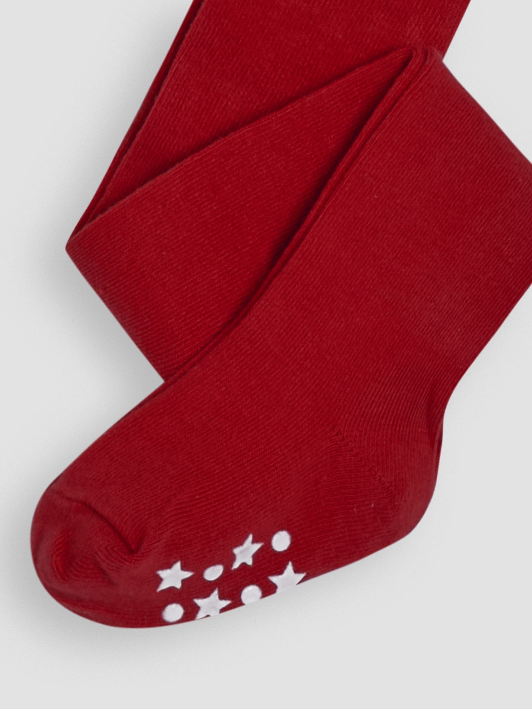 Bright Red Cotton Rich Plain Tights | JoJo Maman Bébé