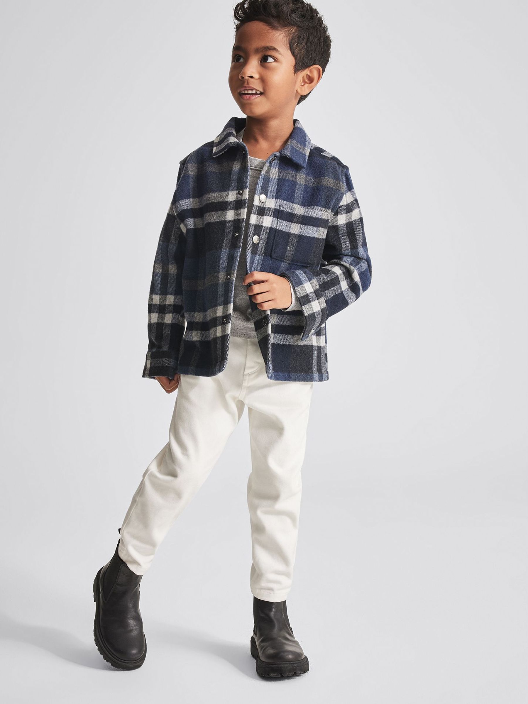 Reiss Checked Overshirt in Navy Check - REISS