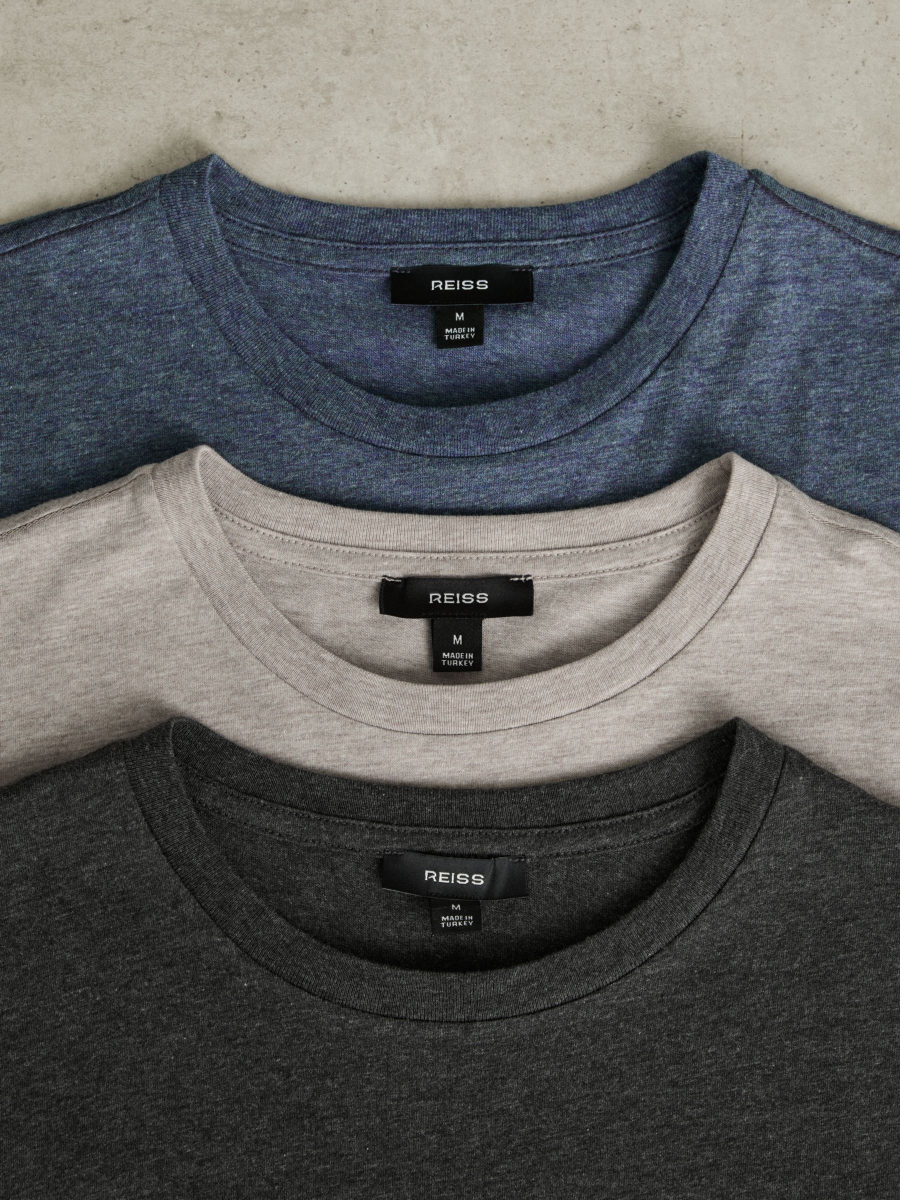 Reiss Cotton Crew-Neck T-shirts 3 Pack in Multi Melange - REISS