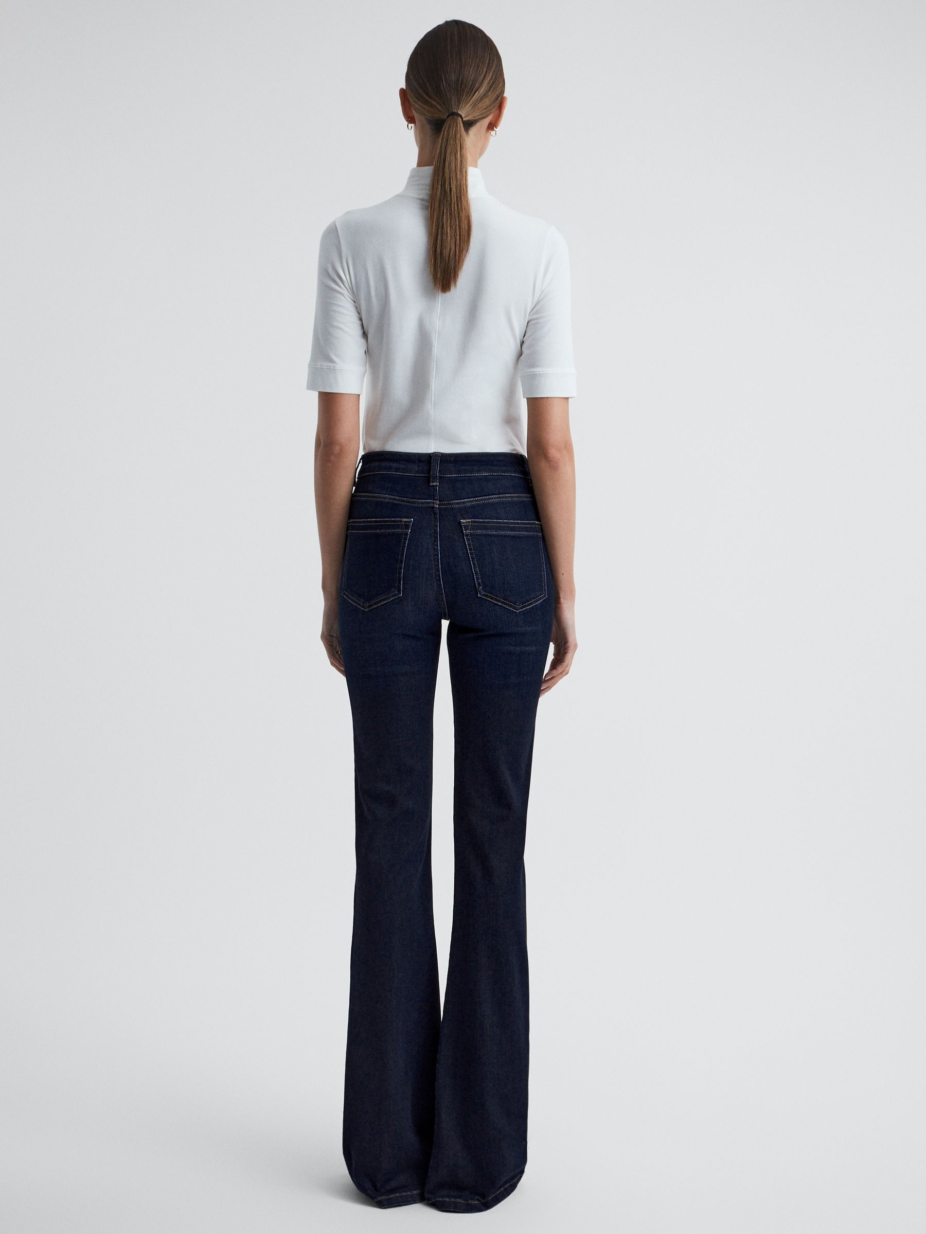 Reiss High Rise Skinny Flared Jeans in Dark Indigo - REISS