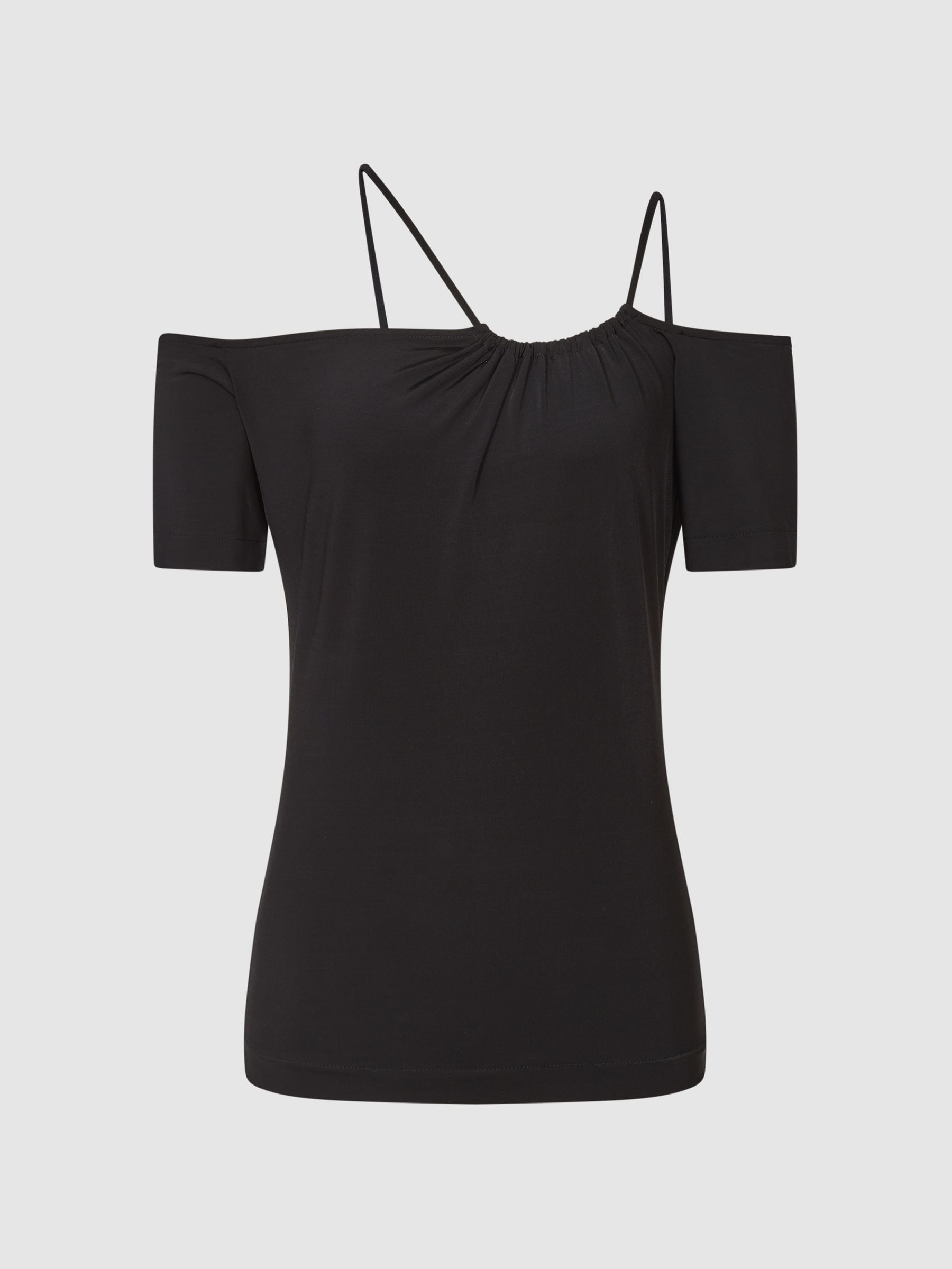 Reiss Off-Shoulder Strap Top in Black | REISS