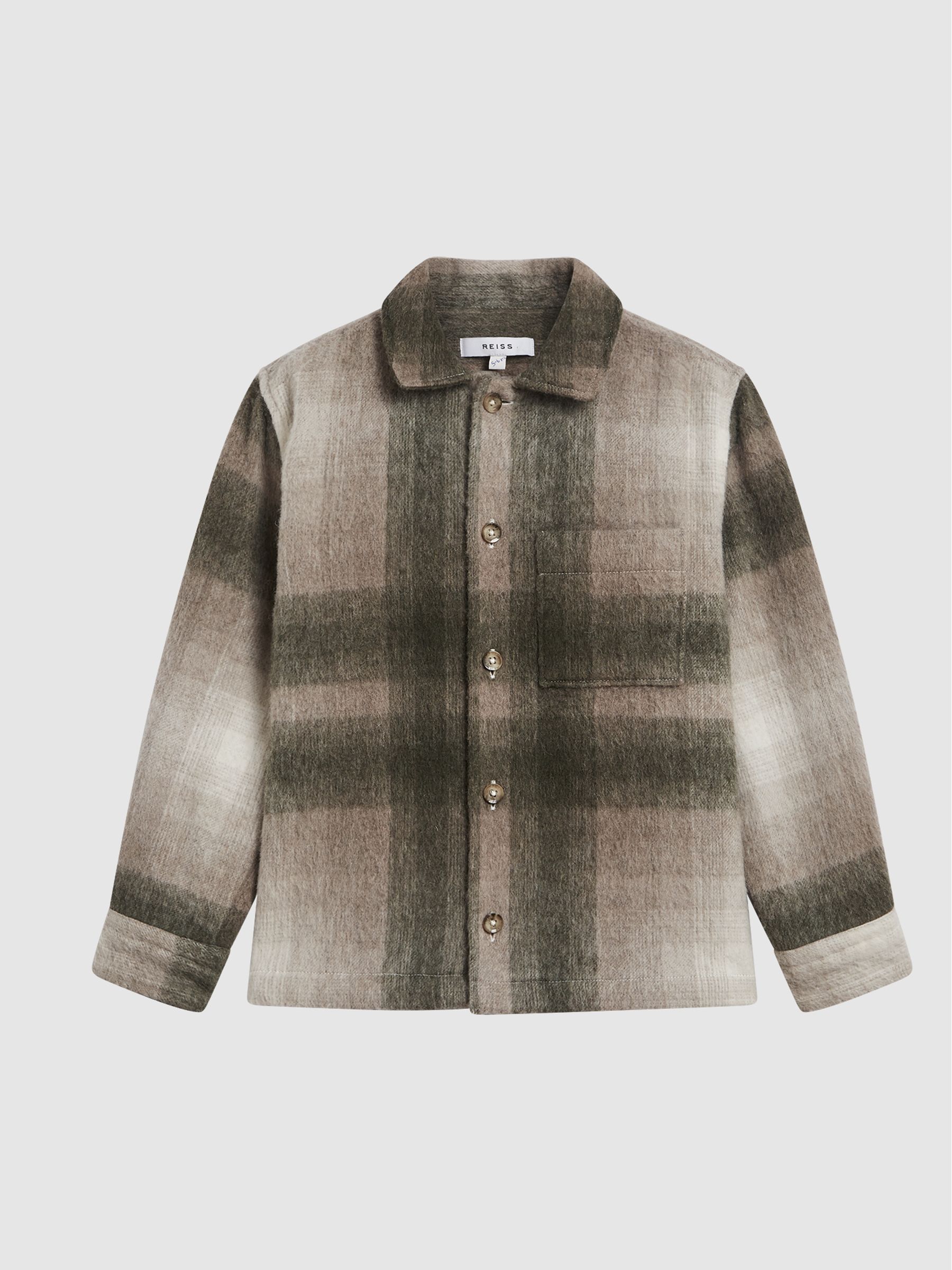 Reiss Brushed Check Over-shirt in Sage - REISS