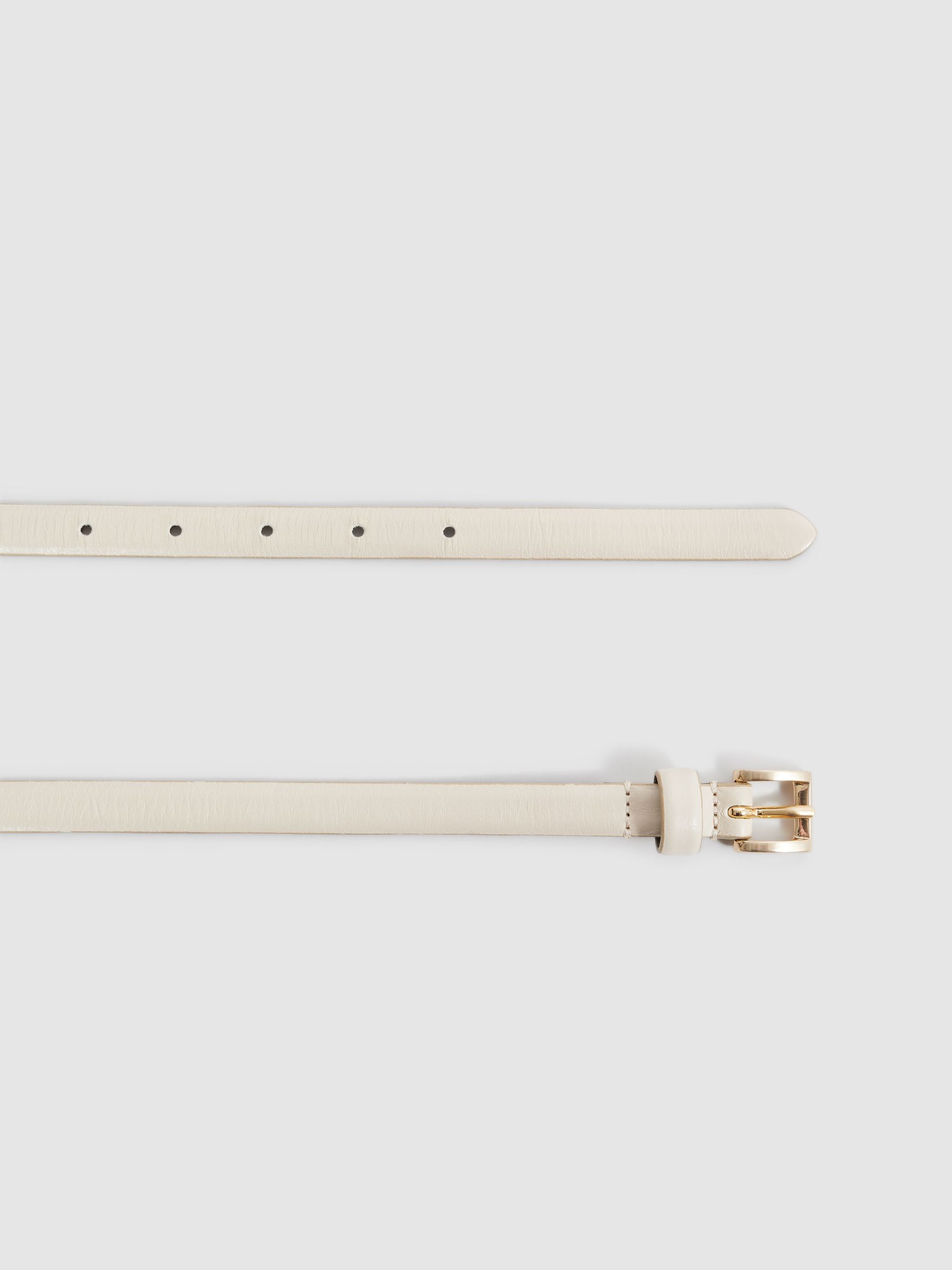 Reiss Thin Leather Belt in Off White | REISS