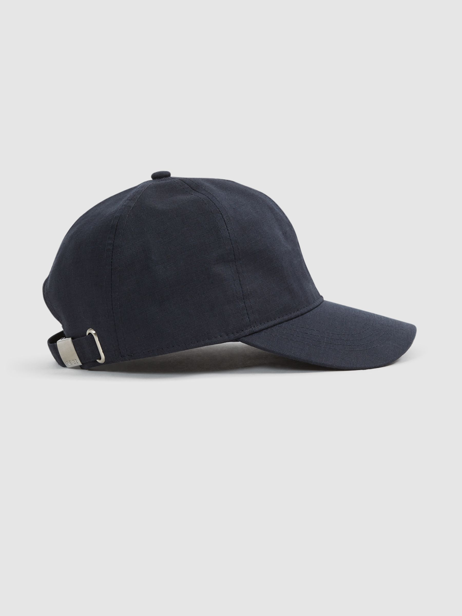 Reiss Linen Baseball Cap in Navy - REISS