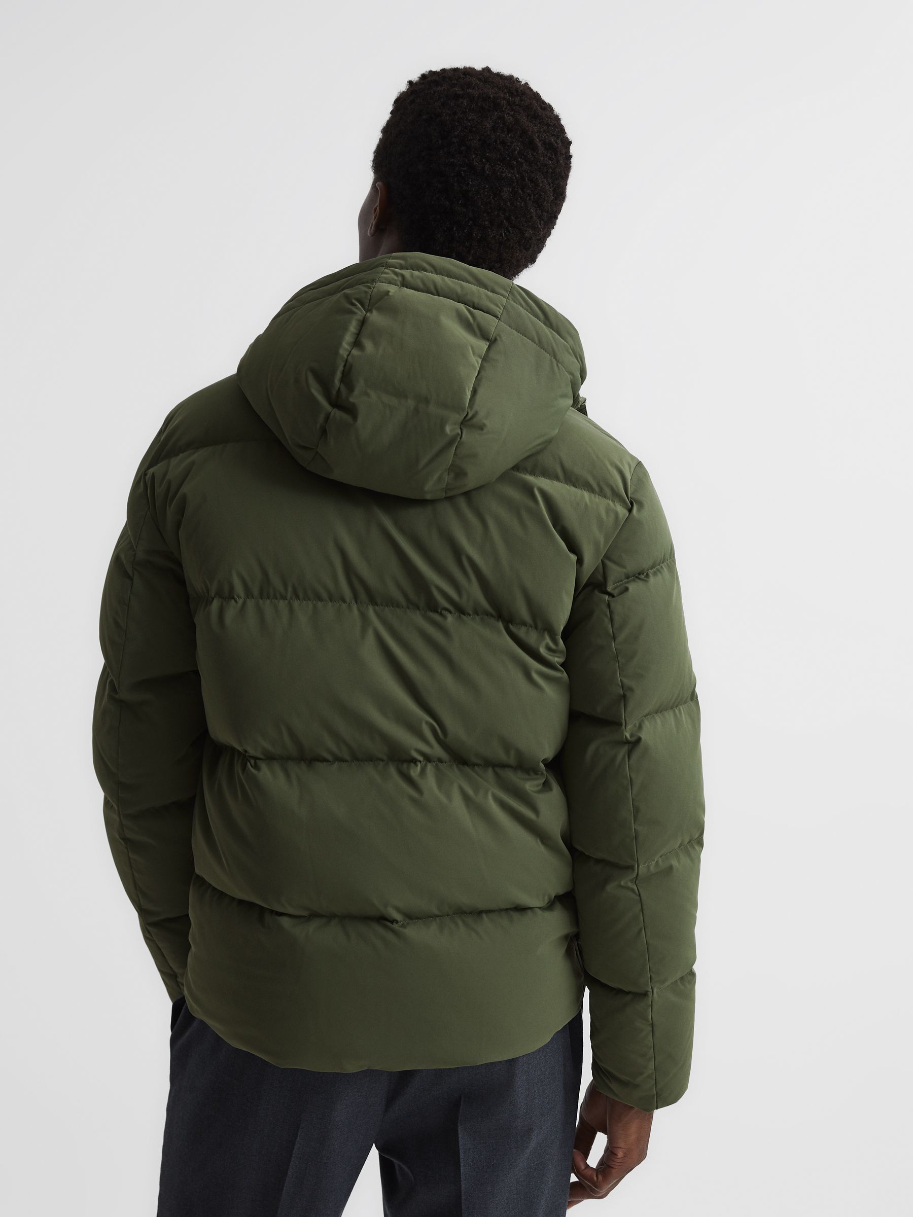 Reiss Short Puffer Jacket in Khaki - REISS
