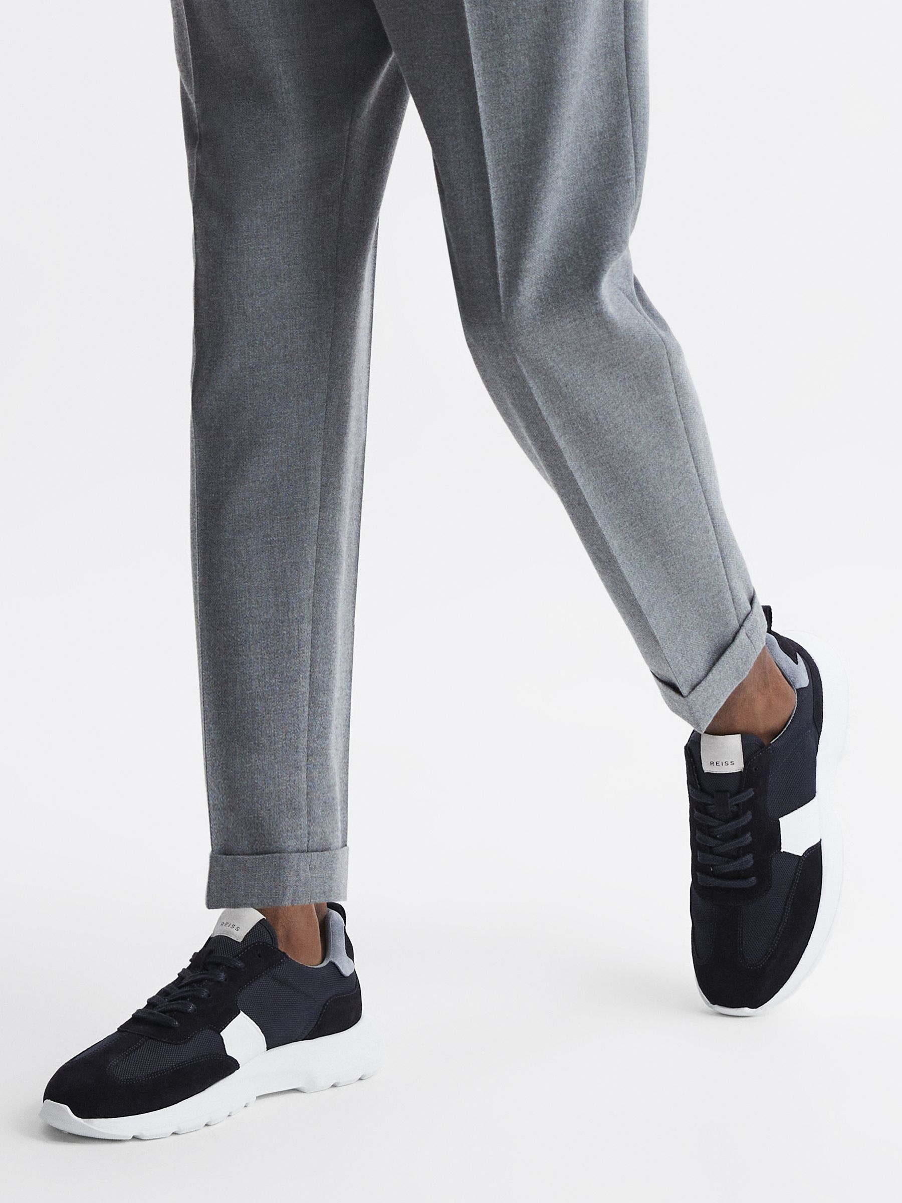 Reiss Lite Running Trainers in Navy | REISS