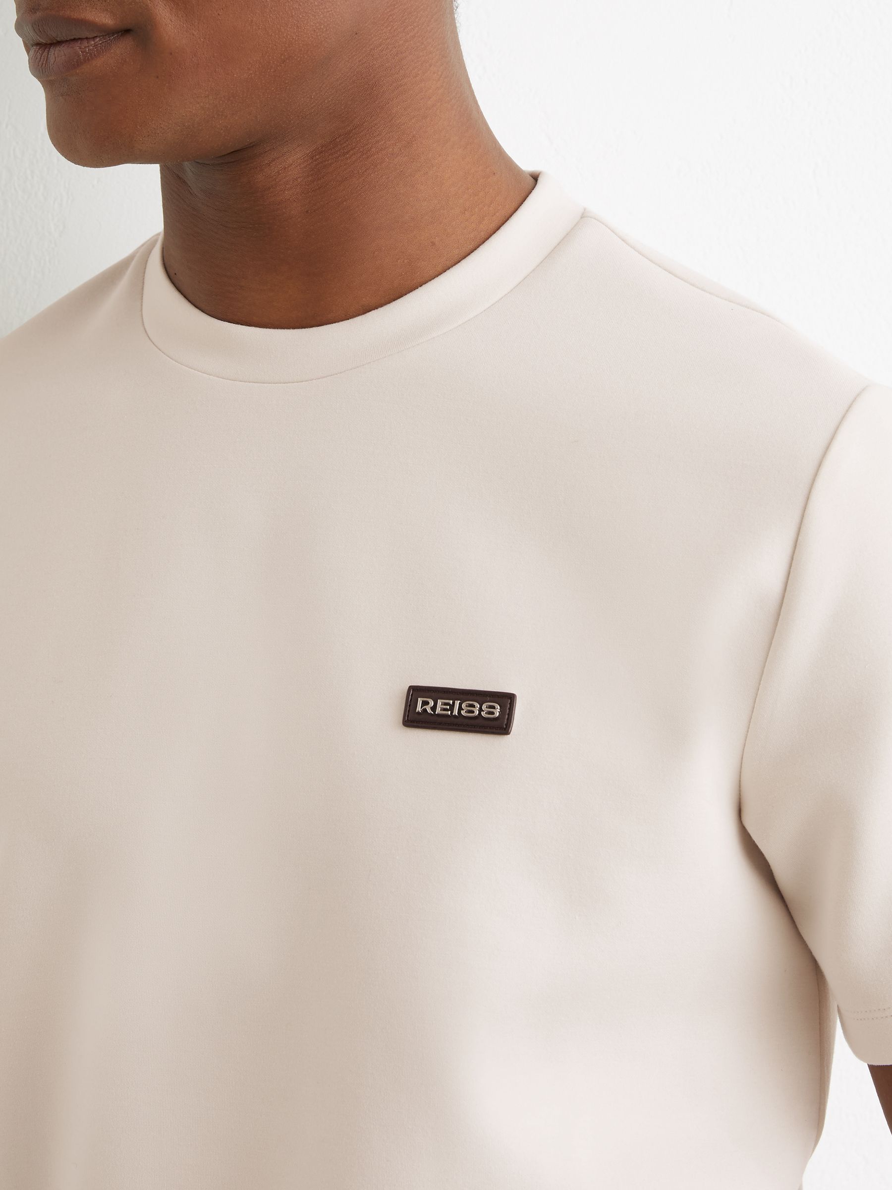 Reiss Premium Interlock Logo T-Shirt in Off White | REISS