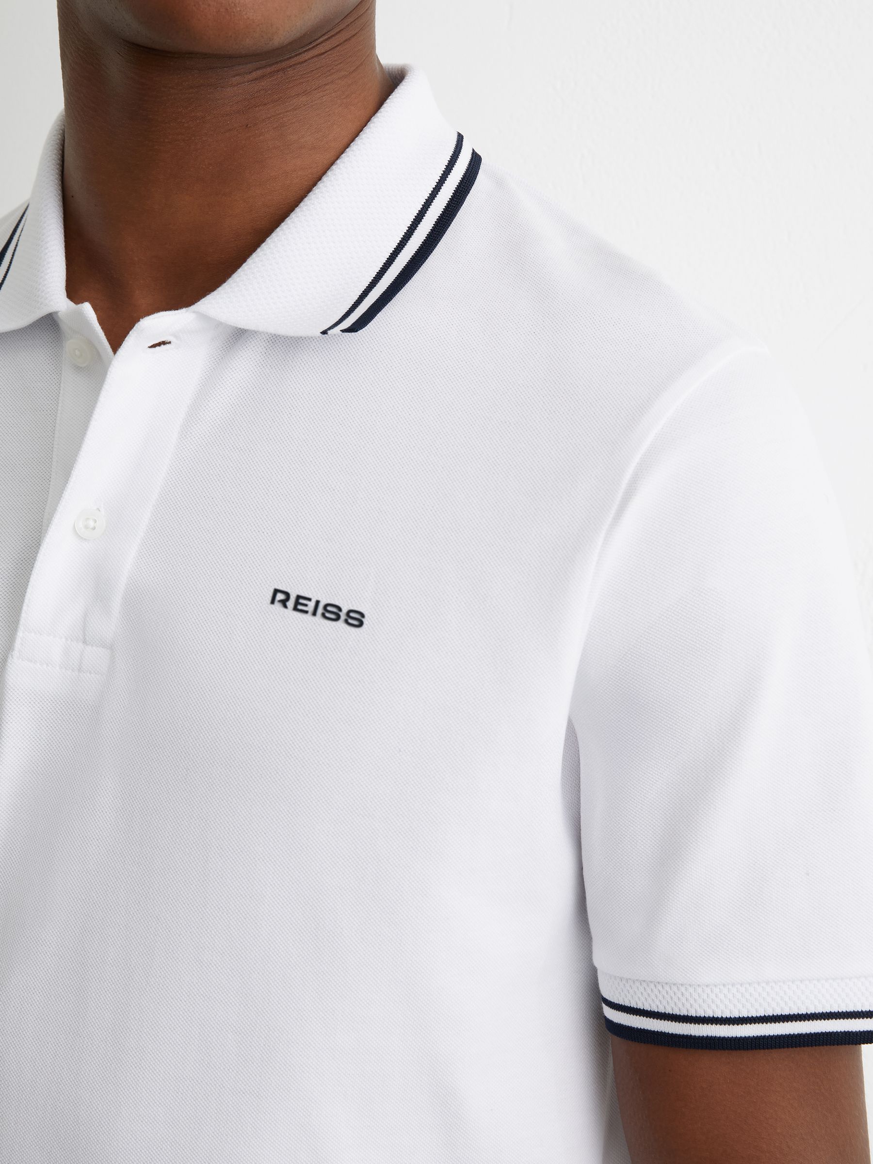 Reiss Cotton-Piqué Logo Polo Shirt in White | REISS