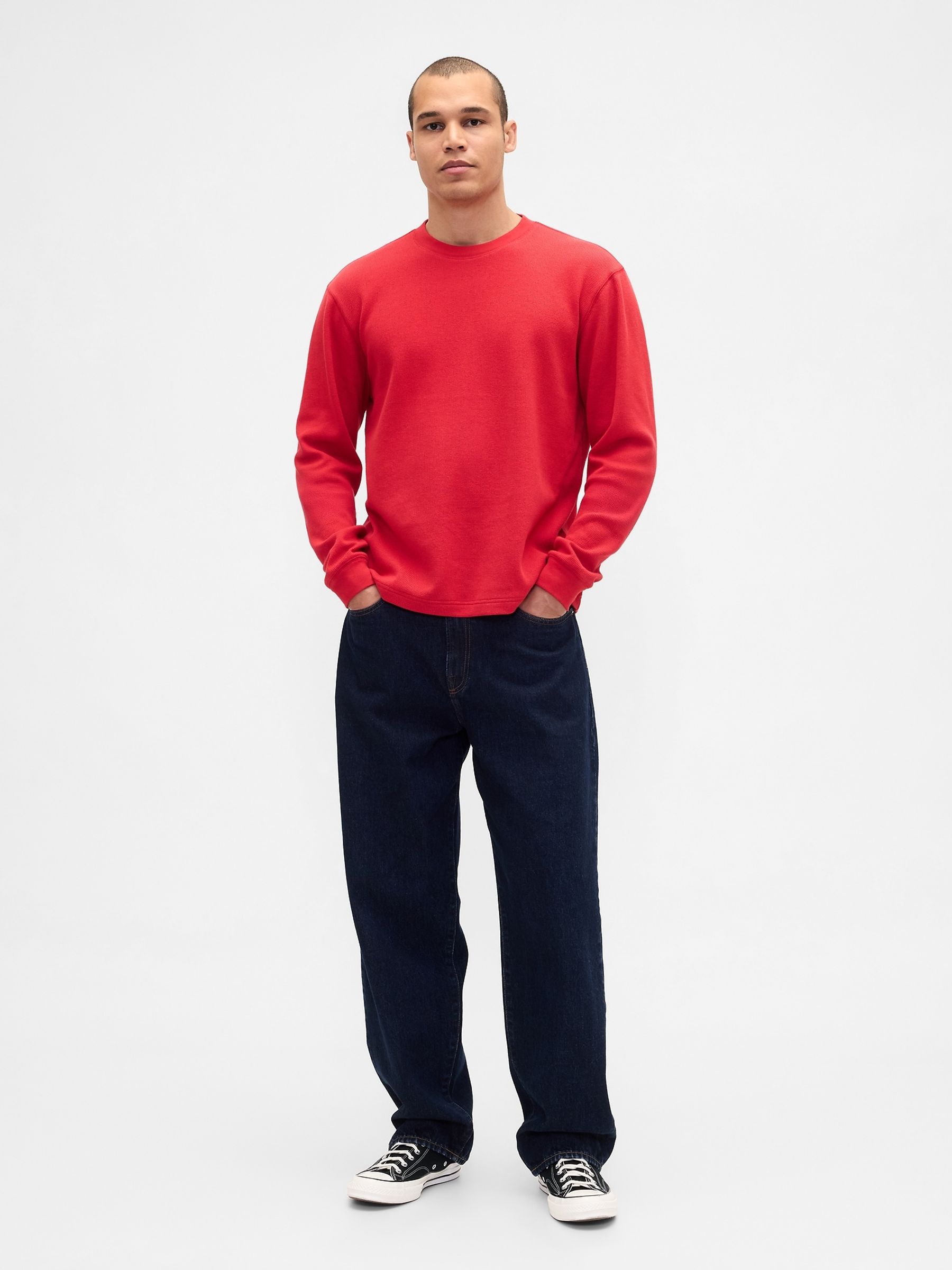 Red Waffle Crew Neck T-Shirt | Gap