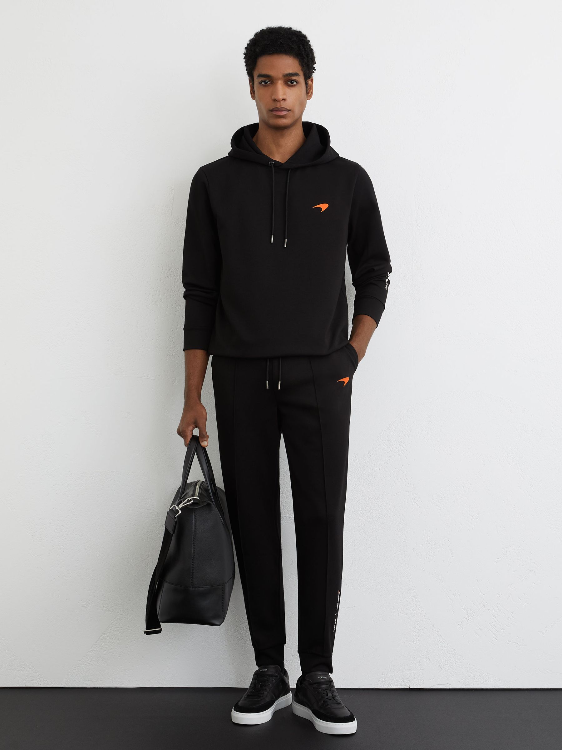 Reiss McLaren Racing Interlock Speedmark Hoodie in Black | REISS