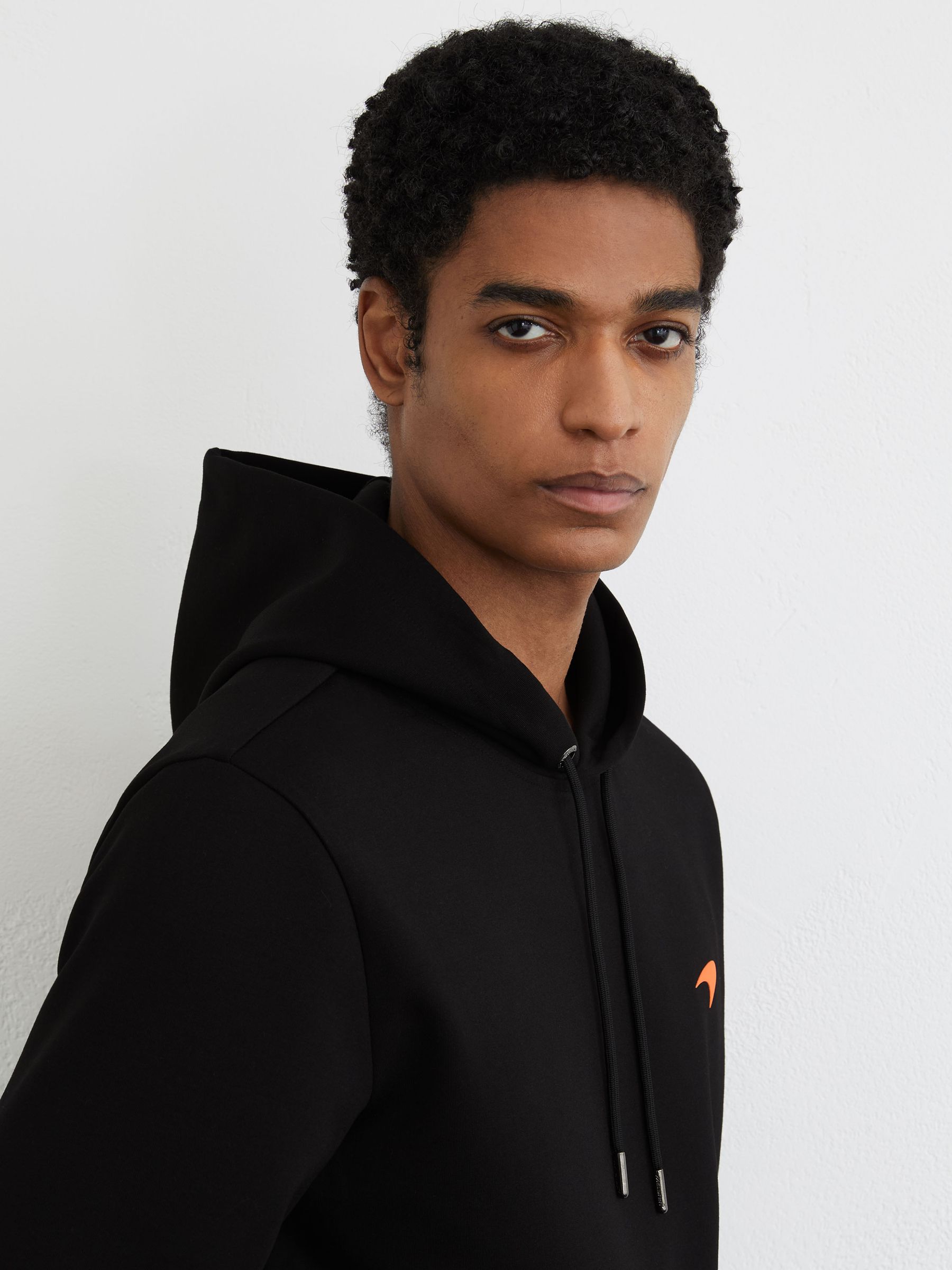 Reiss McLaren Racing Interlock Speedmark Hoodie in Black | REISS