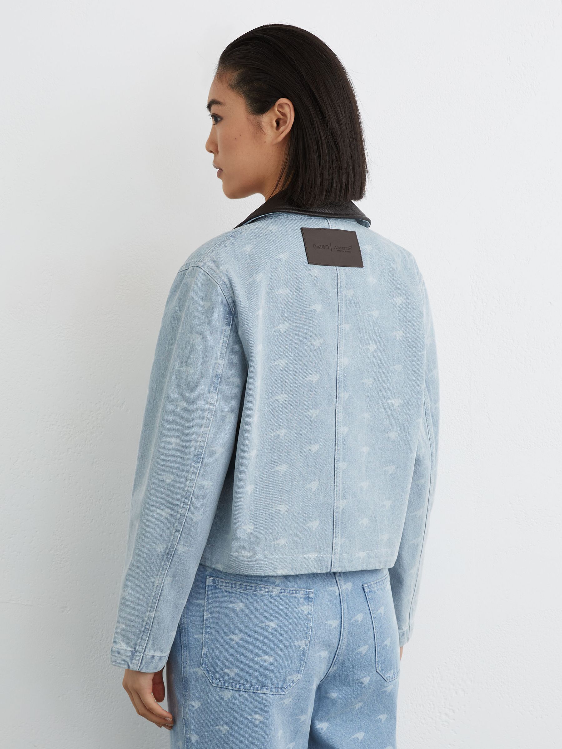 Reiss McLaren Racing Speedmark Denim Jacket in Soft Blue | REISS