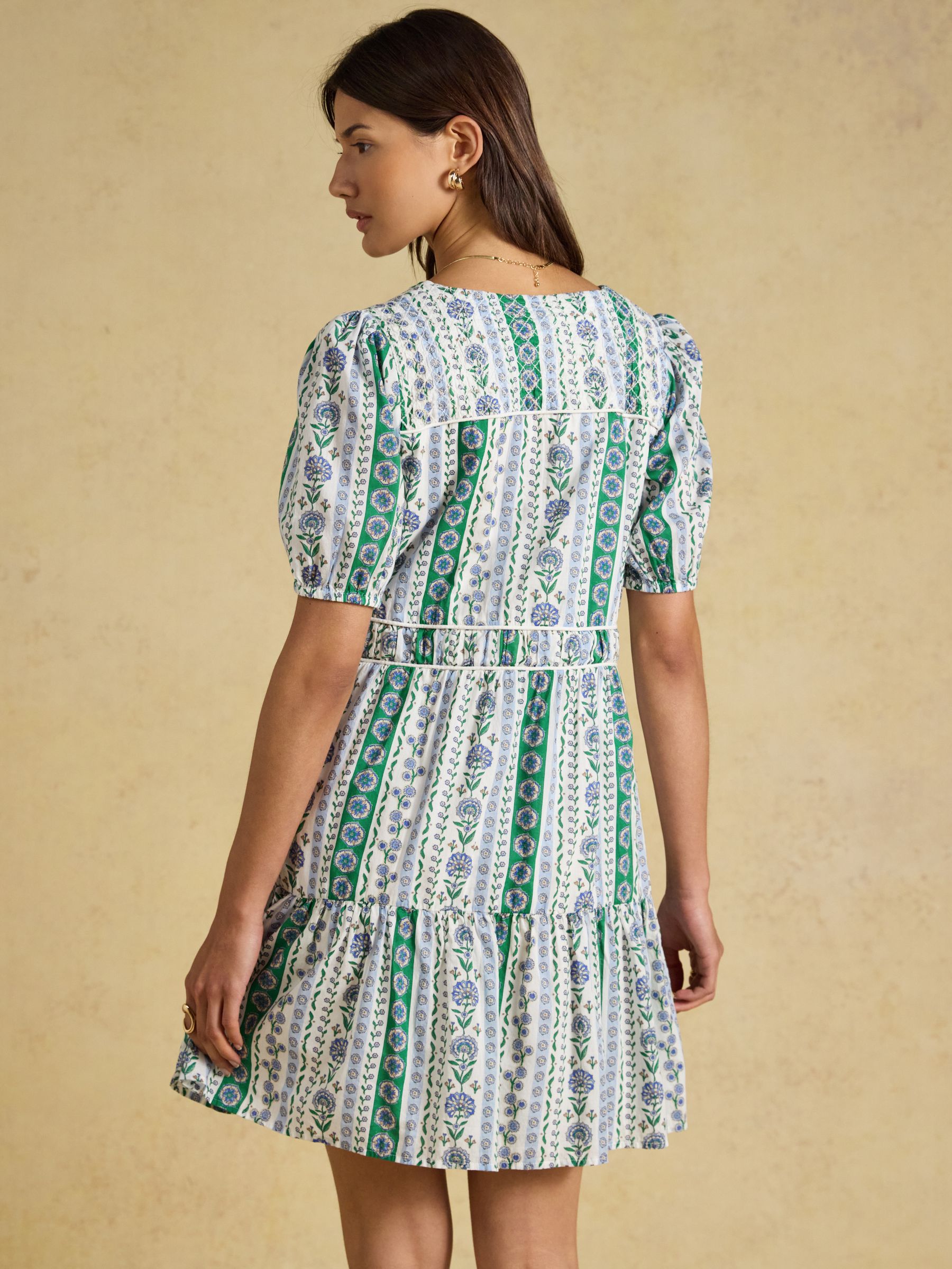 Daphne Blue Short Sleeve Tiered Dress | Joules