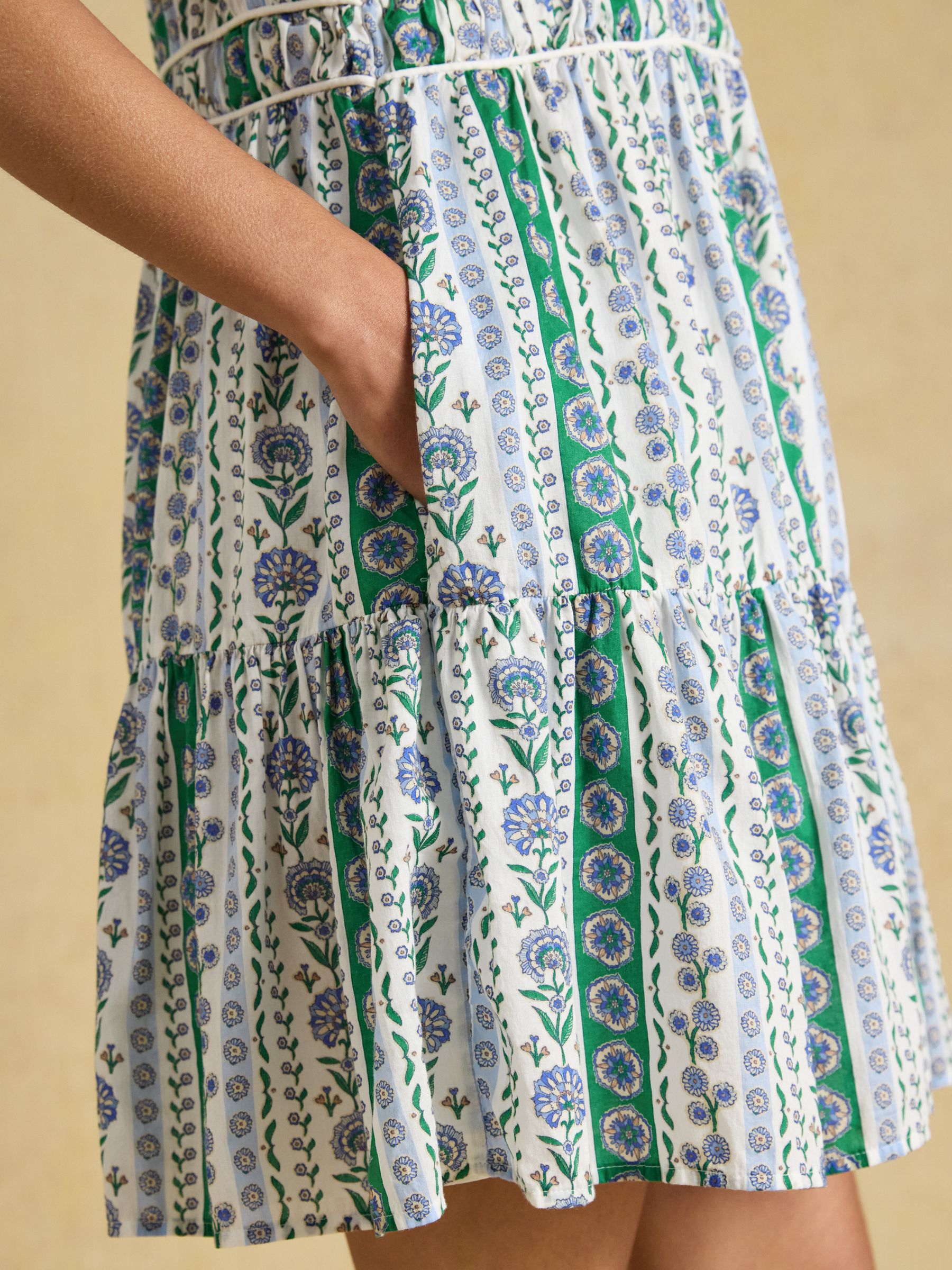 Daphne Blue Short Sleeve Tiered Dress | Joules