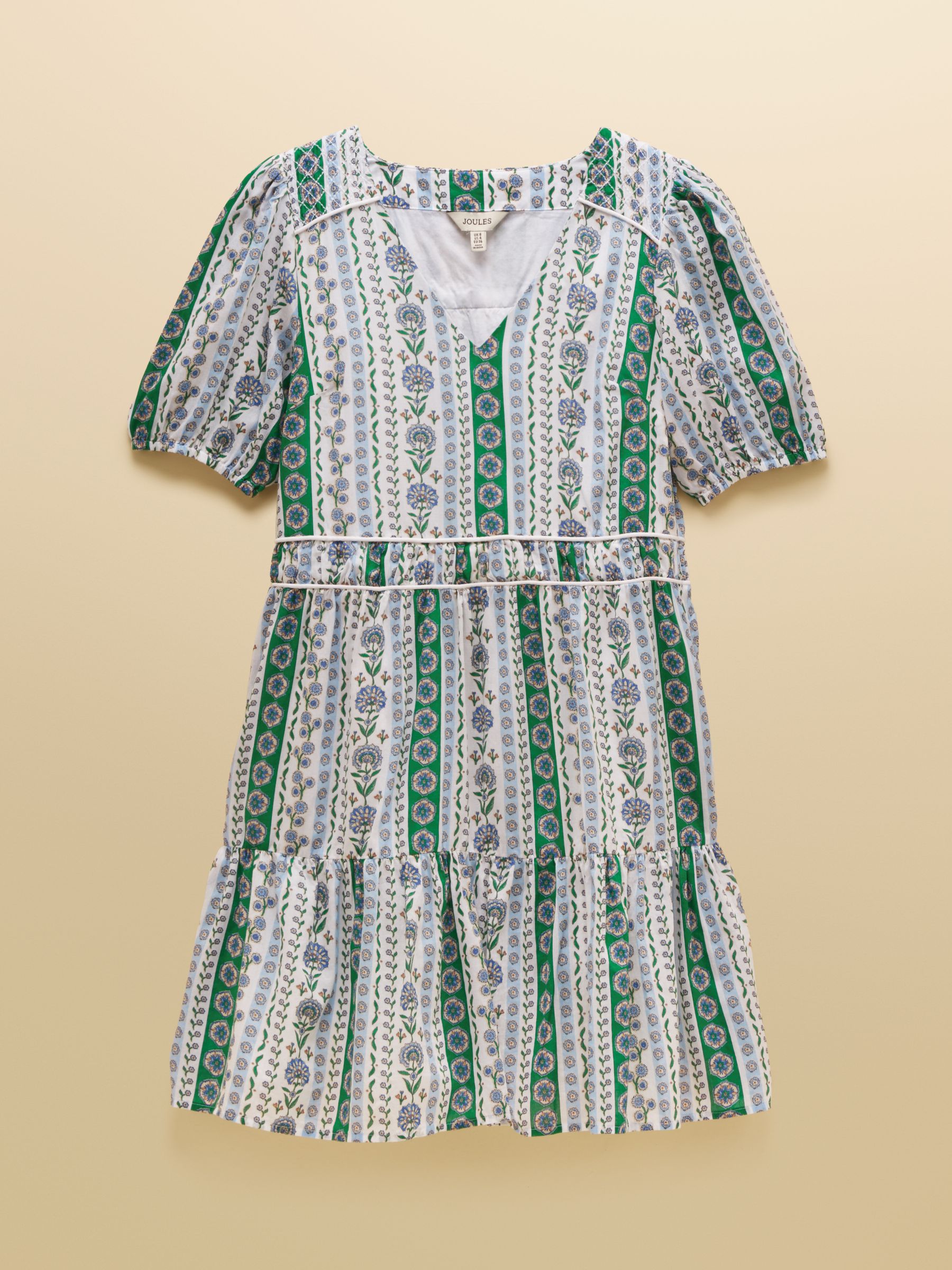 Daphne Blue Short Sleeve Tiered Dress | Joules