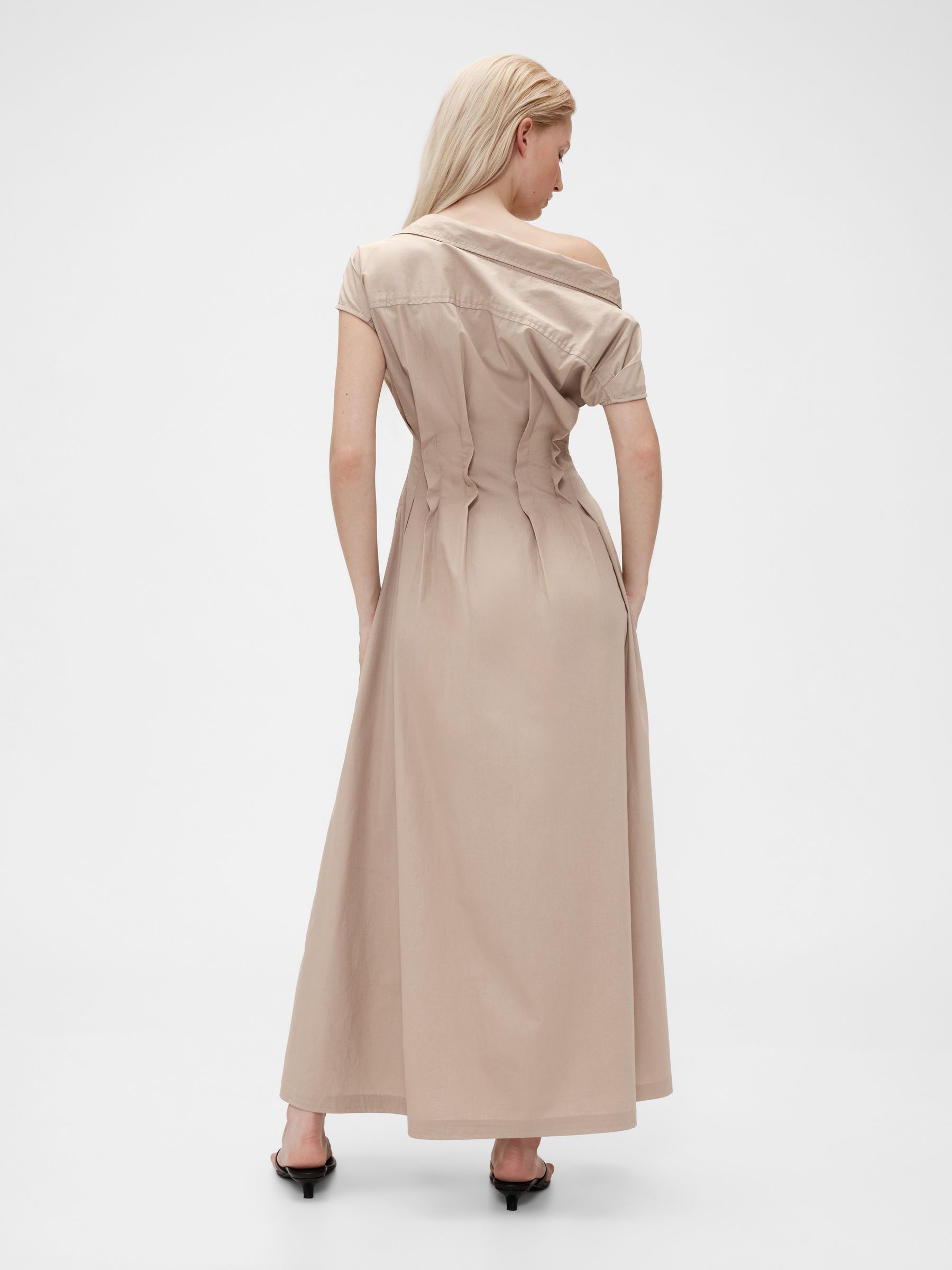 GapStudio Beige Poplin Maxi Shirt Dress | Gap