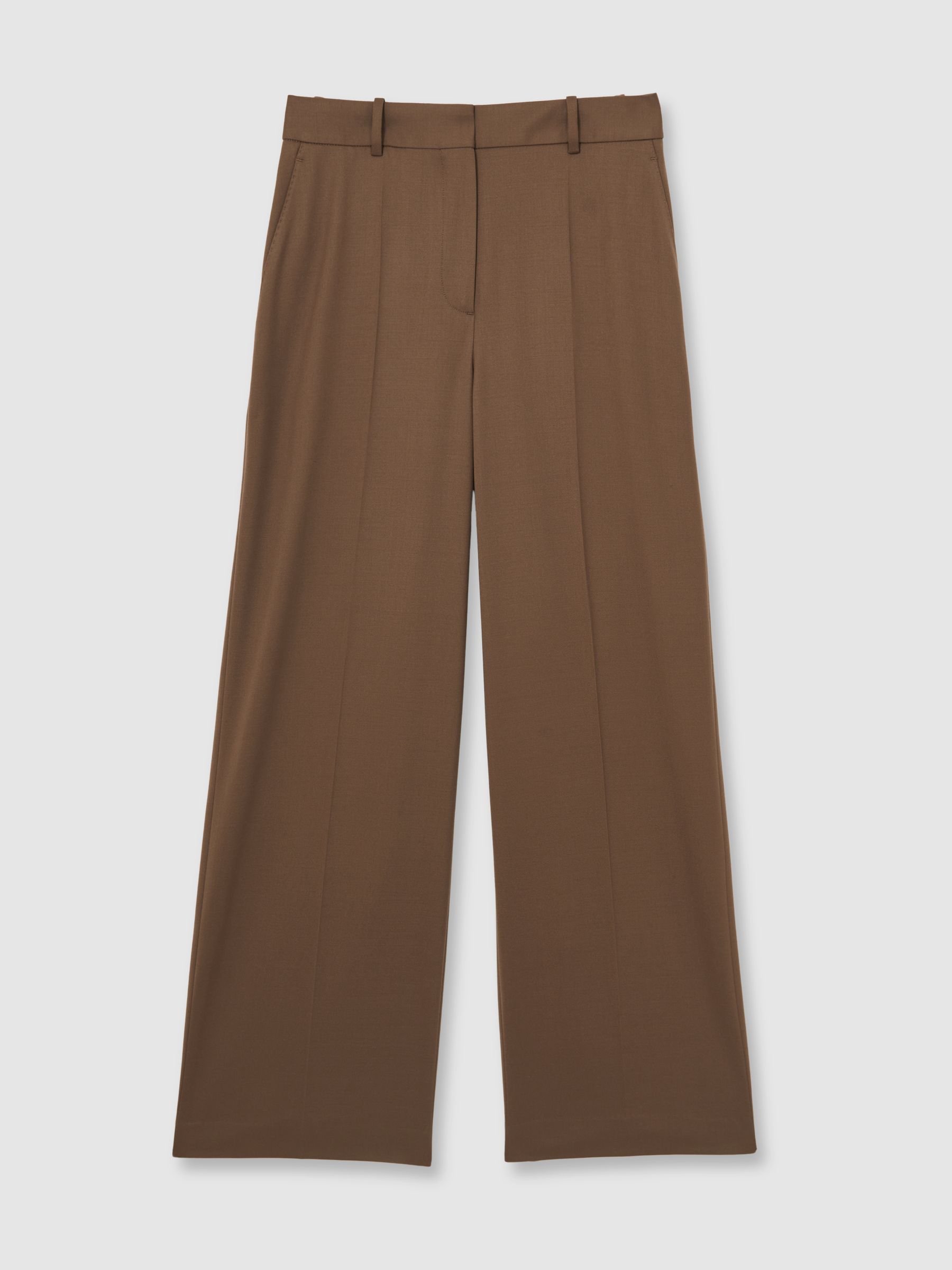 Reiss Petite Wool-Blend Wide-Leg Suit Trousers in Tan - REISS