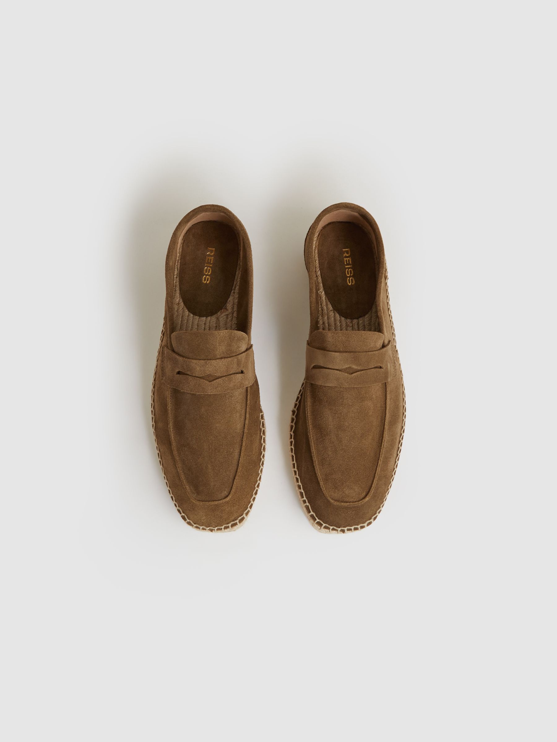 Reiss Suede Penny-Strap Espadrilles in Stone - REISS