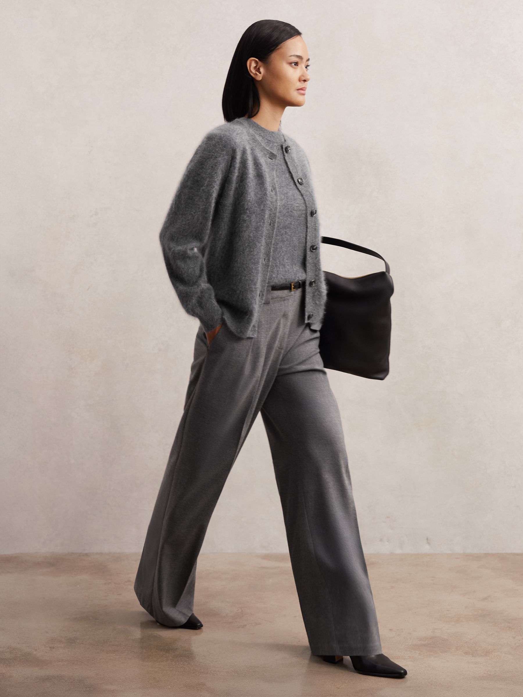 Reiss 100% Brushed Cashmere Cardigan in Grey | REISS