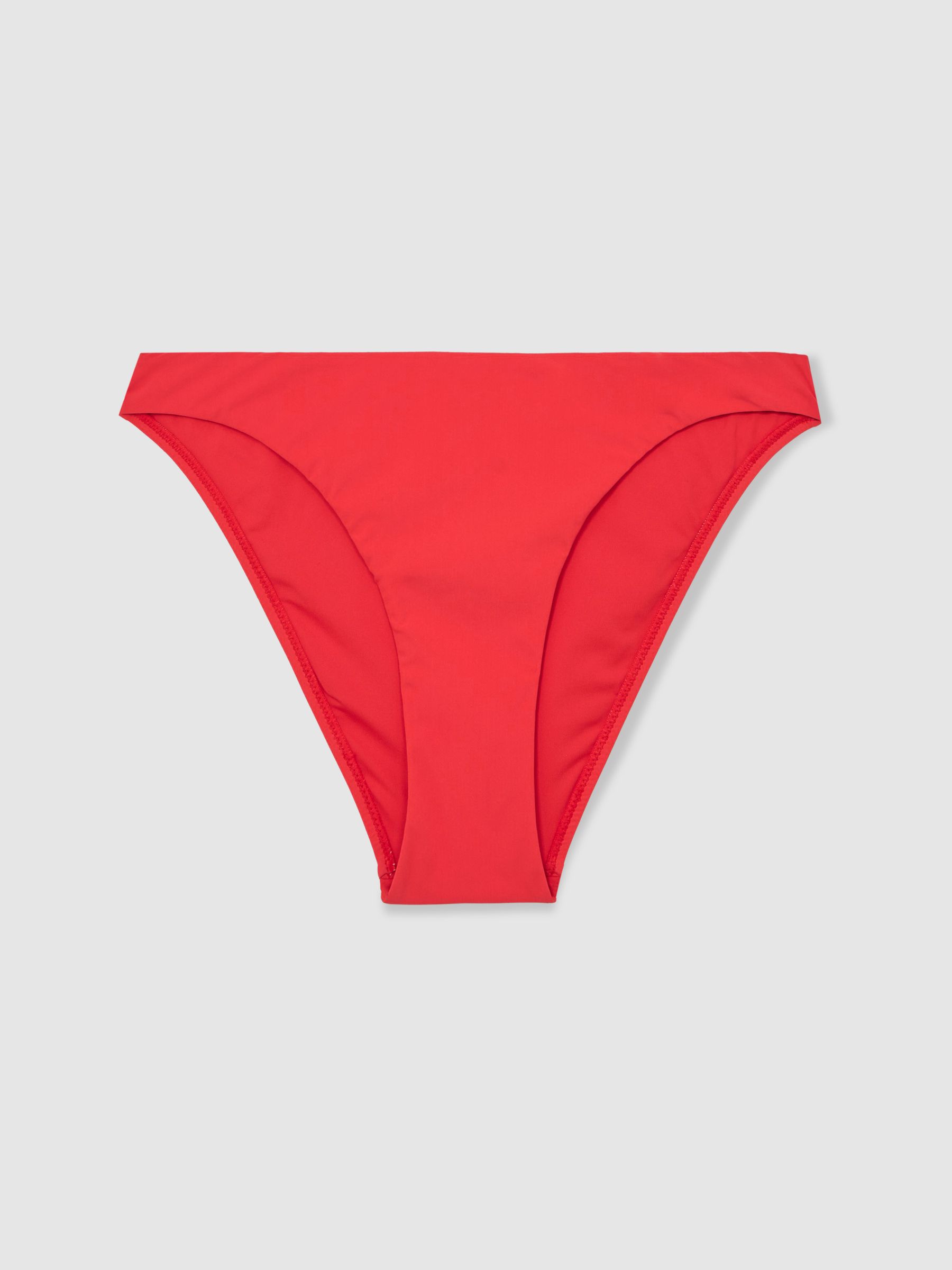 Reiss Fixed-Side Bikini Bottoms in Coral Red | REISS