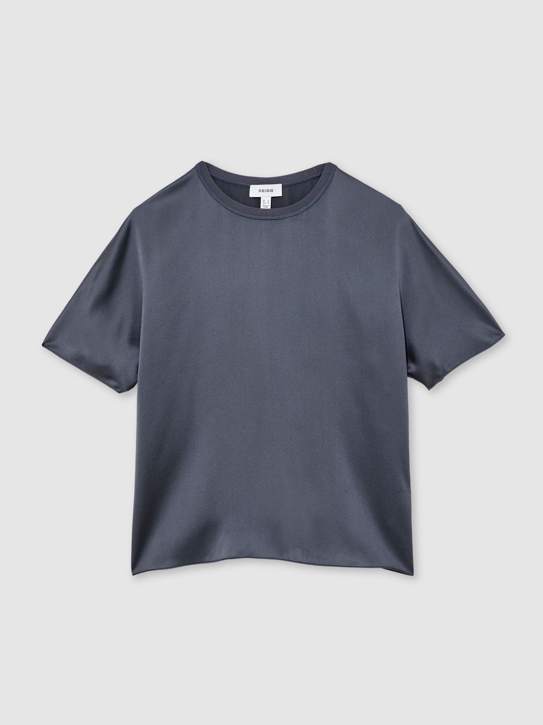 Reiss Silk Short-Sleeve Top in Blue - REISS
