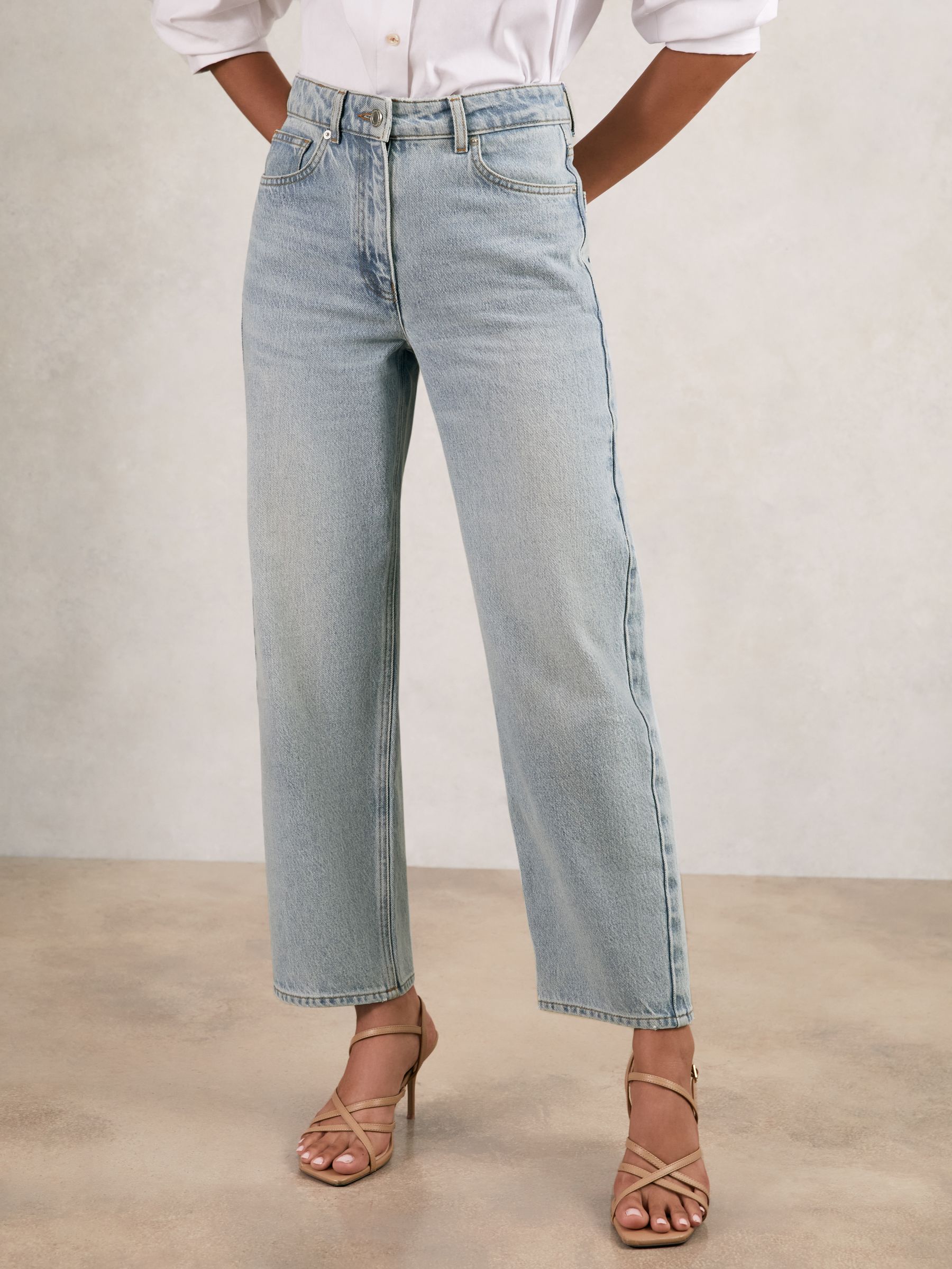 Reiss Mid-Rise Straight-Leg Jeans in Pale Blue - REISS