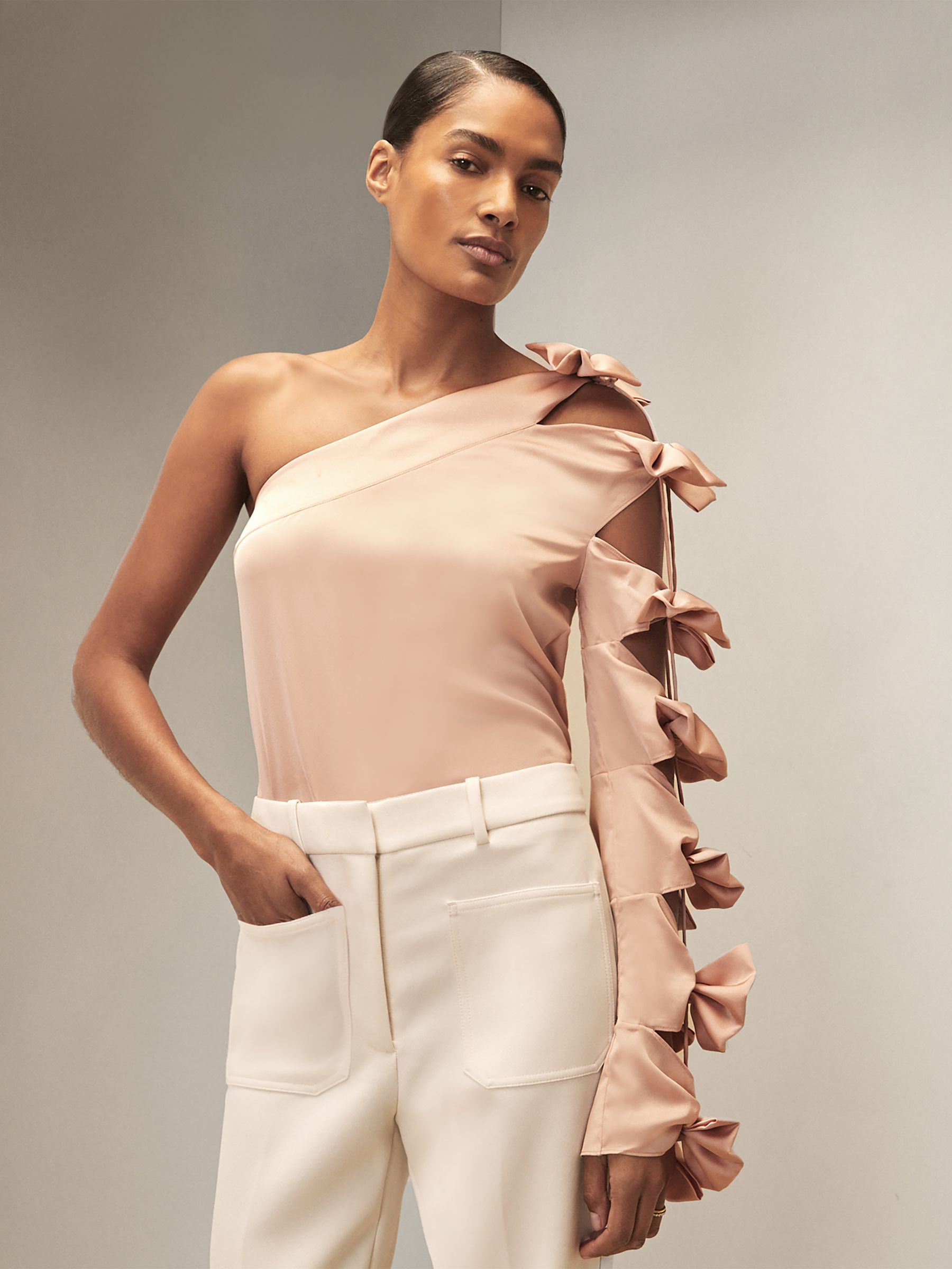 Reiss Reiss | Royal Ballet Bow-Sleeve Top in Pale Pink | REISS