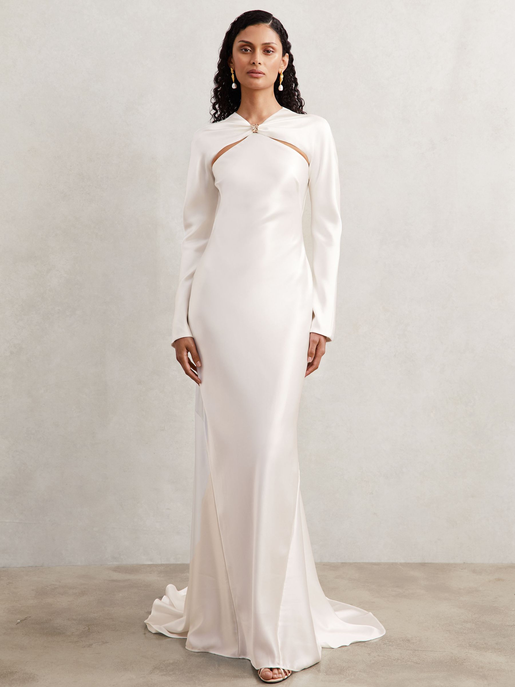 Reiss Acler Satin Cut-Out Gown in Ivory | REISS