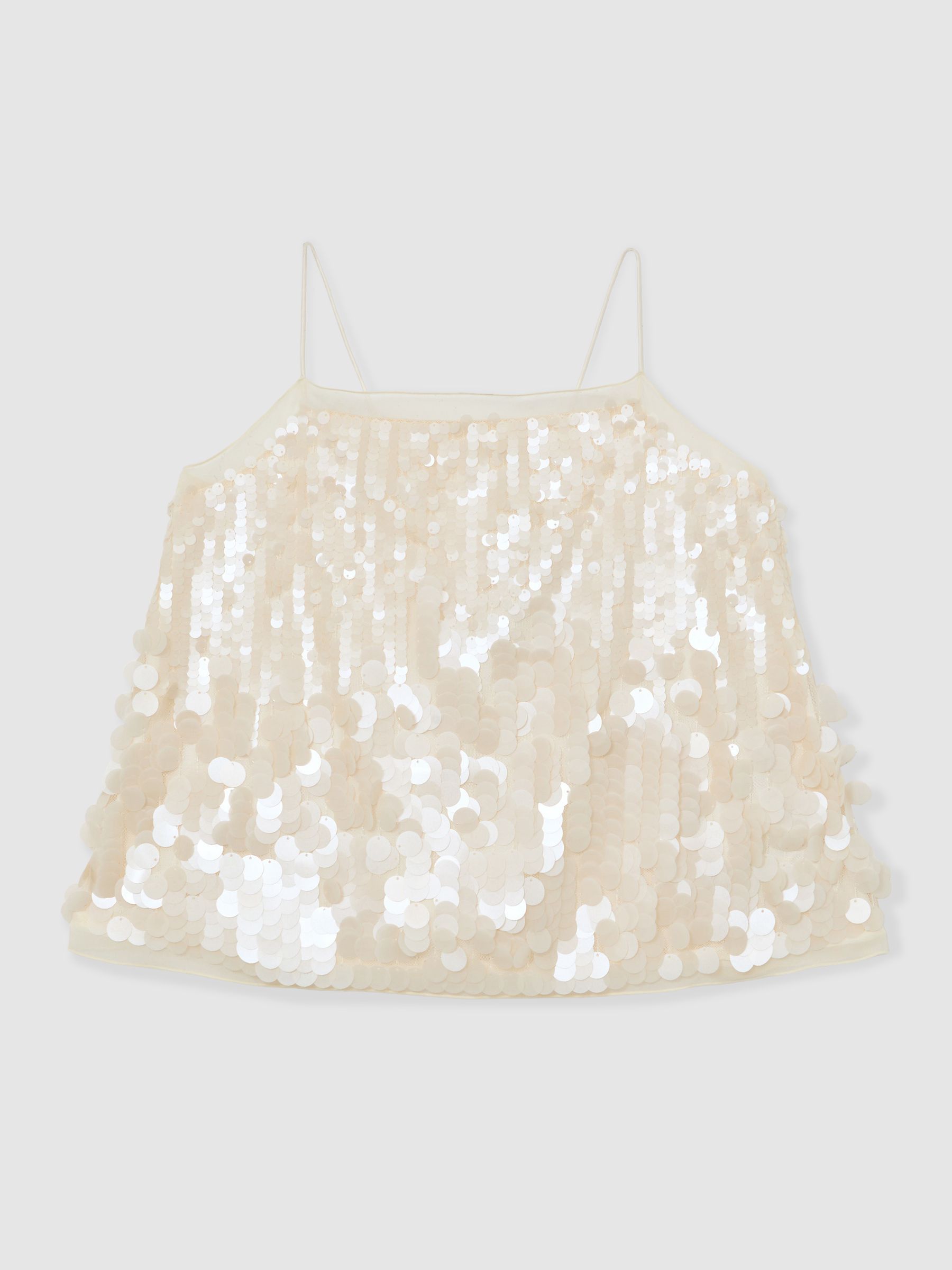 Reiss Sequin Cami Top in Cream | REISS