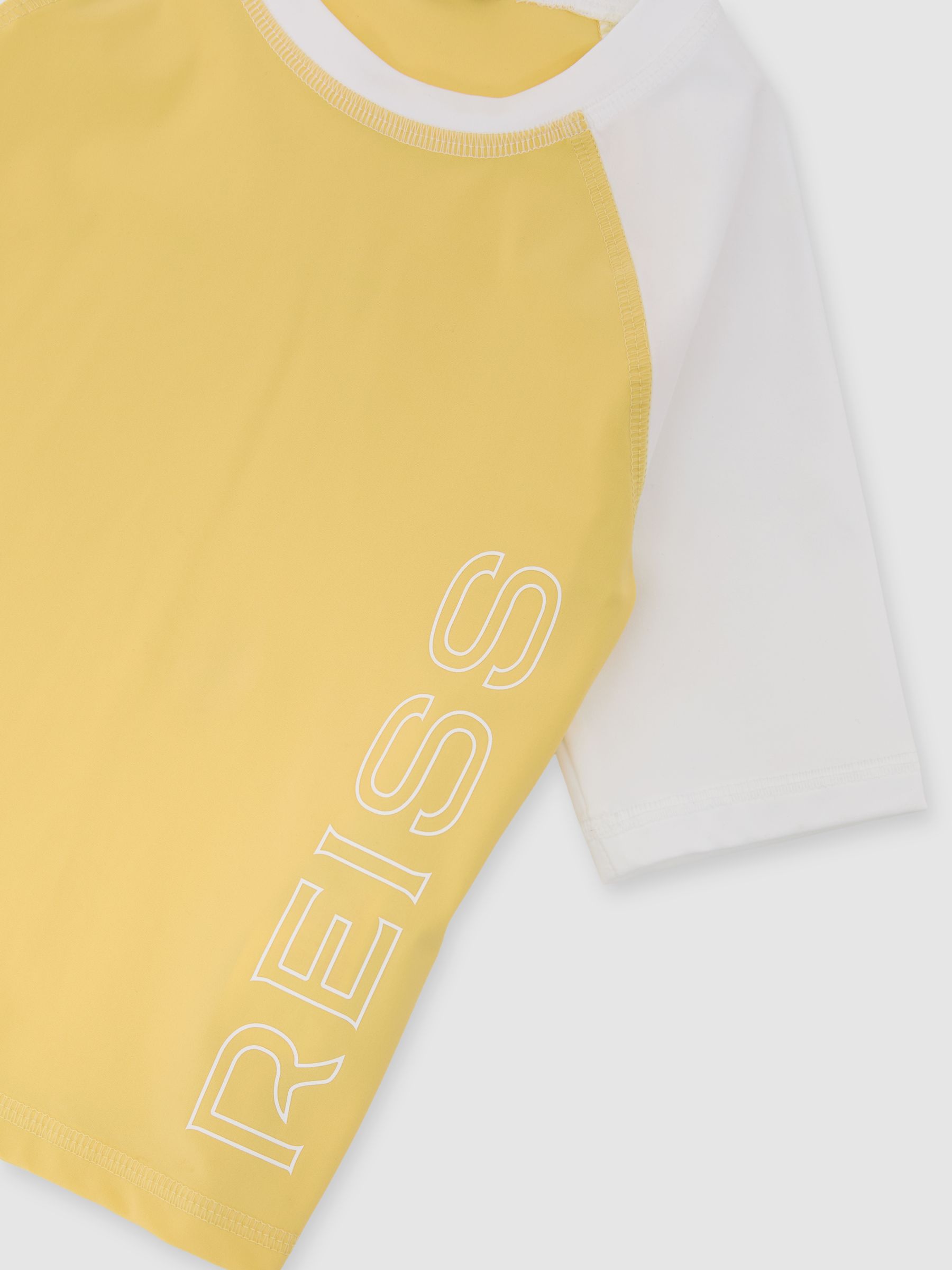 Reiss 3-9 yrs Colour-Block Logo Rash Top in Yellow - REISS