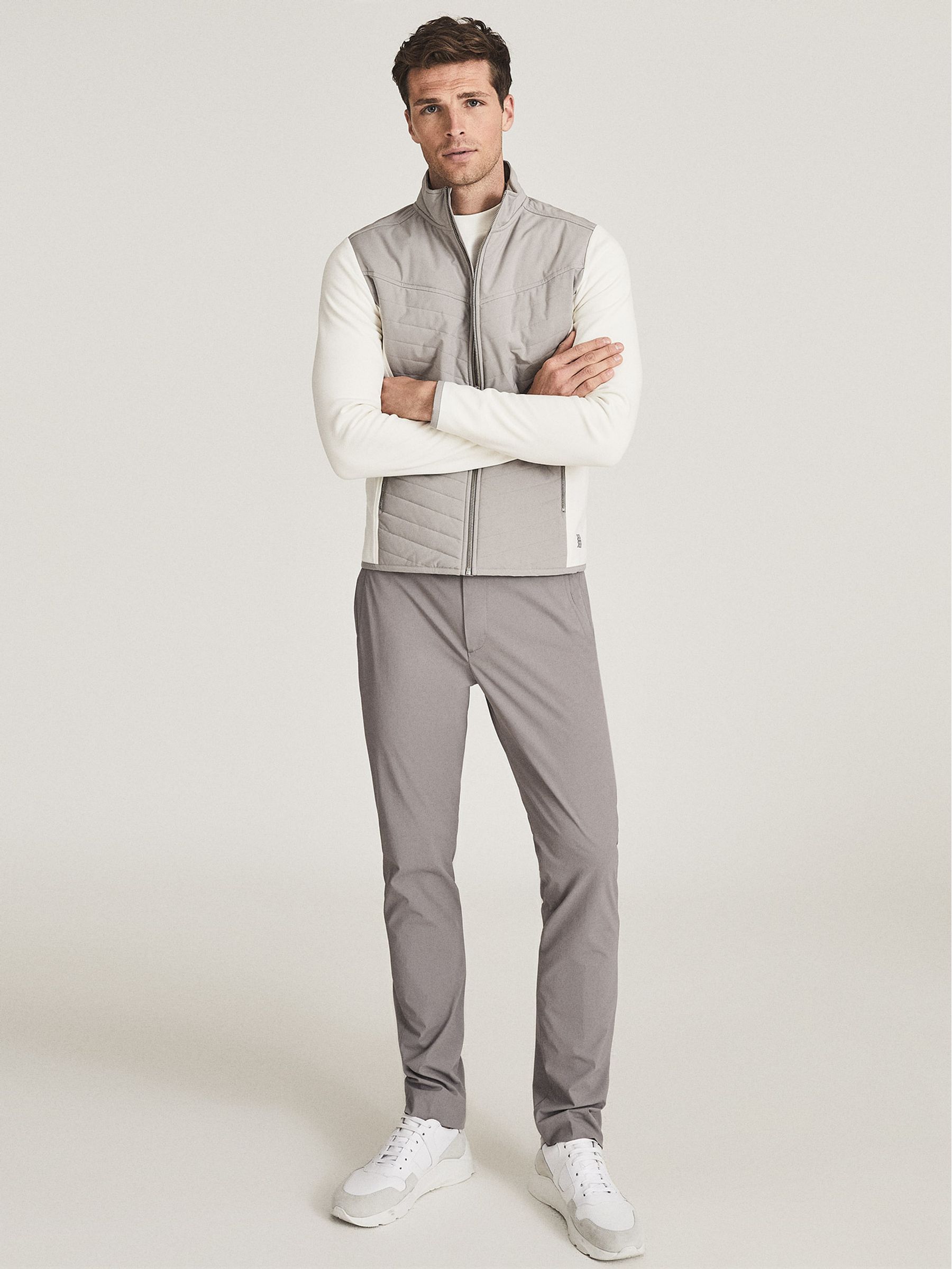 Reiss Pale Grey Ranger Golf Performance Slim Fit Trousers | REISS USA