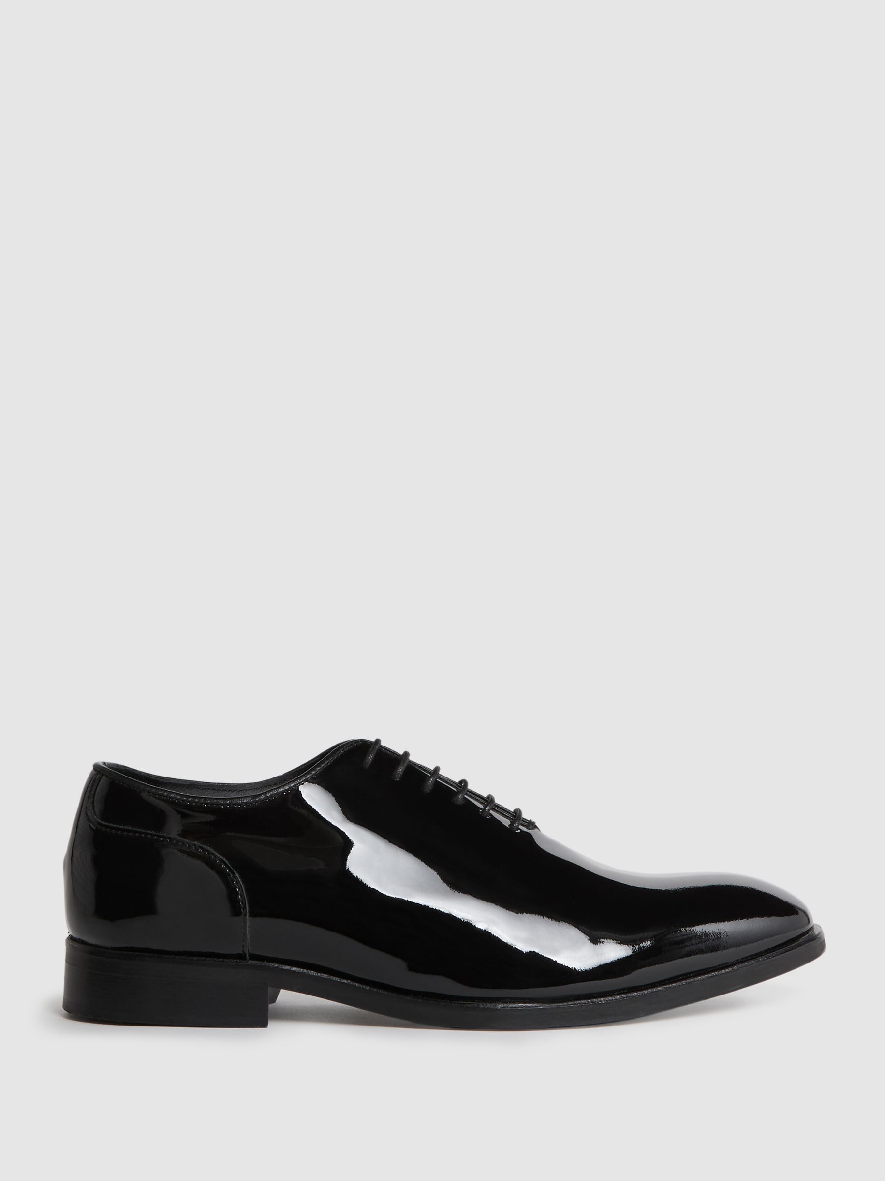 Reiss Black Bay Leather Whole Cut Shoes | REISS USA