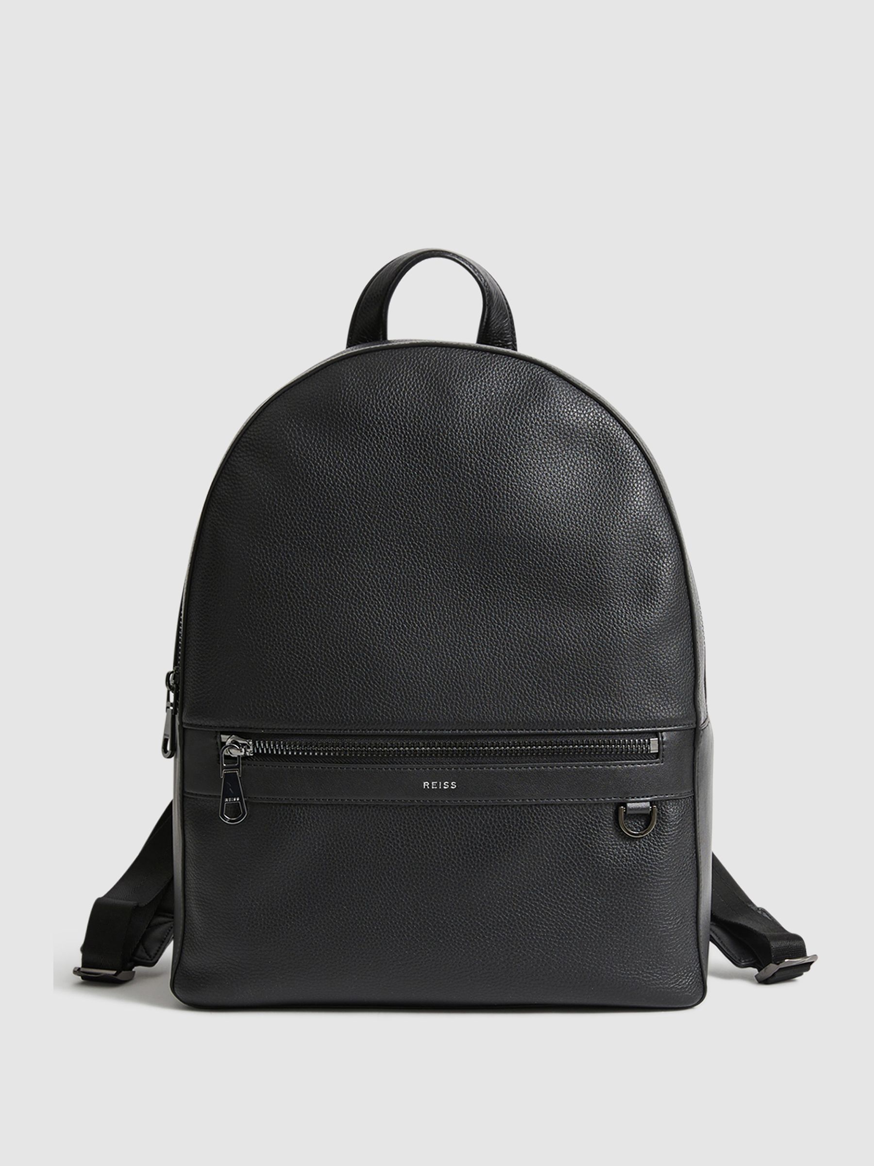 Leather Backpack in Black - REISS