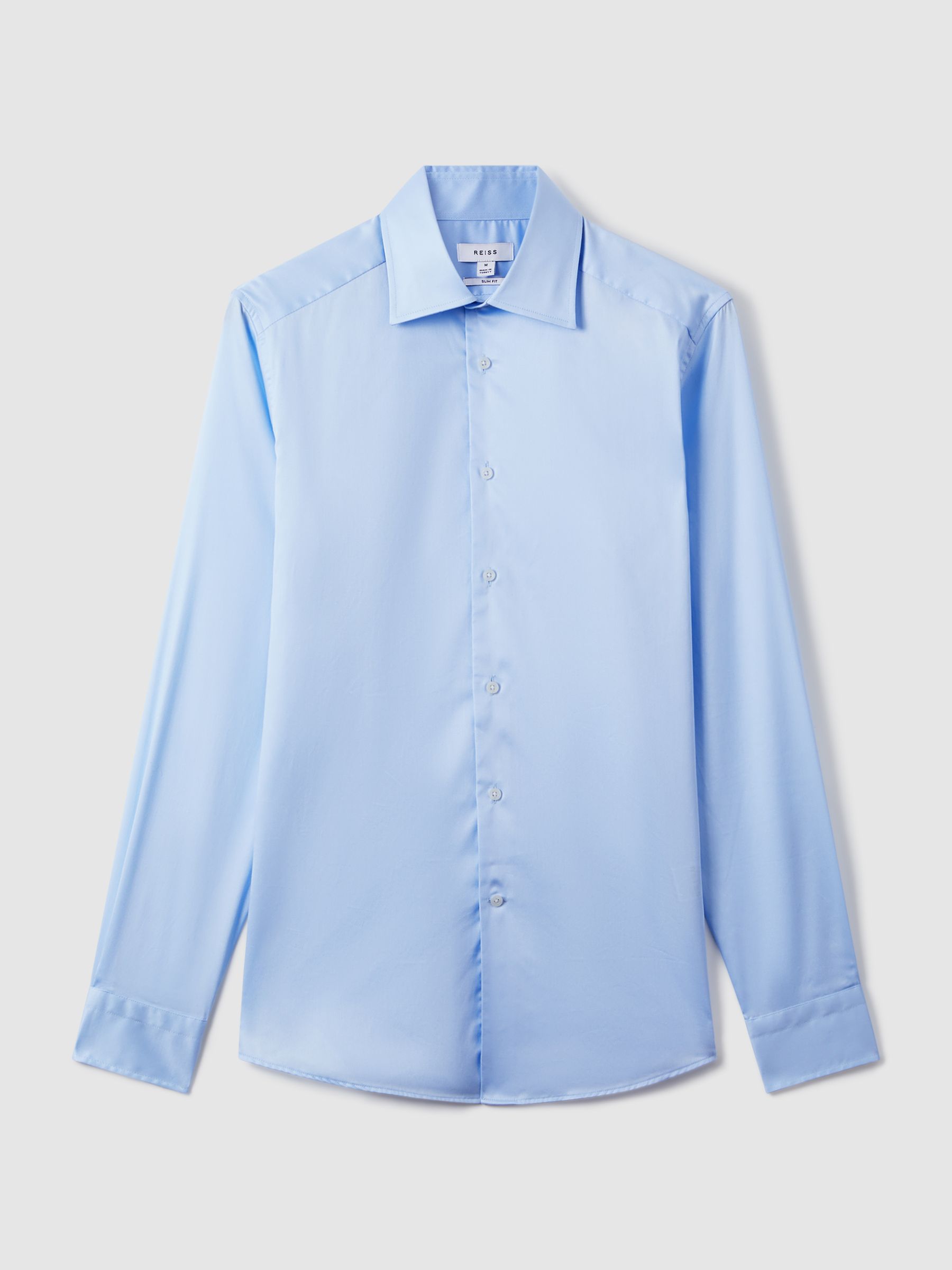 Reiss Blue Frontier Slim Fit Cotton Blend Shirt | REISS USA