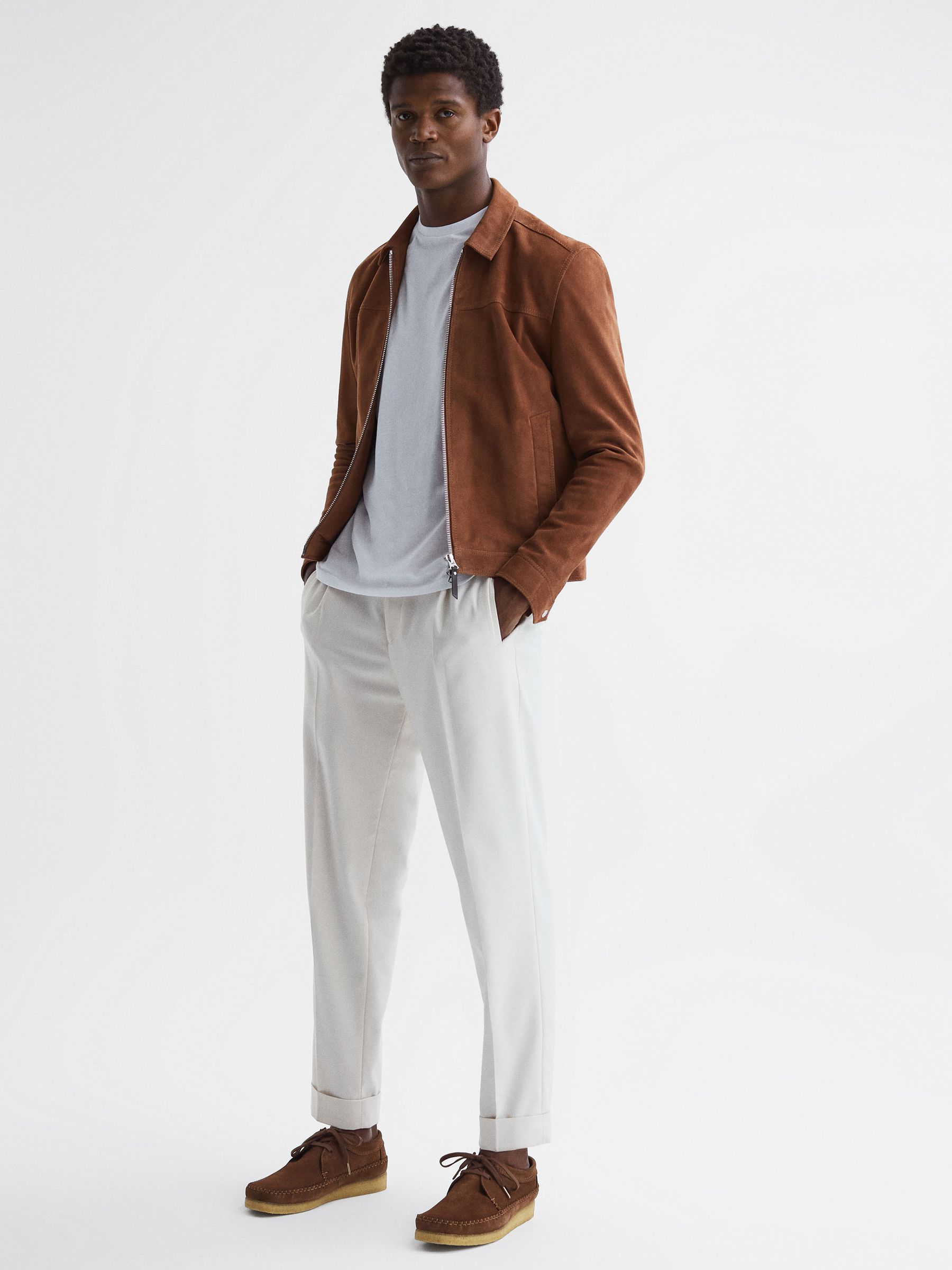 Reiss Brown Clarks Originals Suede Moccasin Shoes | REISS USA