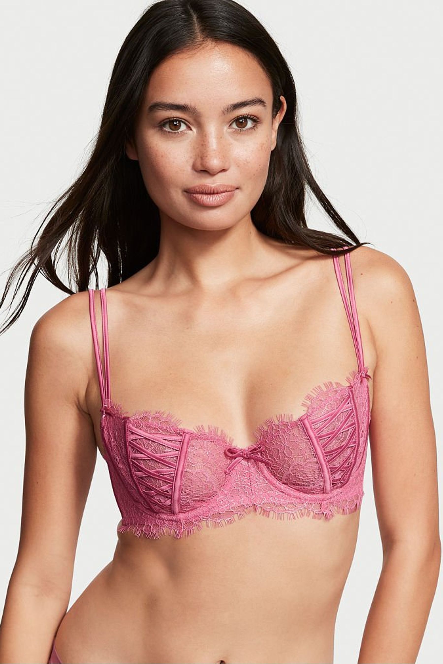 Victorias Secret Dahlia Pink Lace Unlined Balcony Bra Victorias